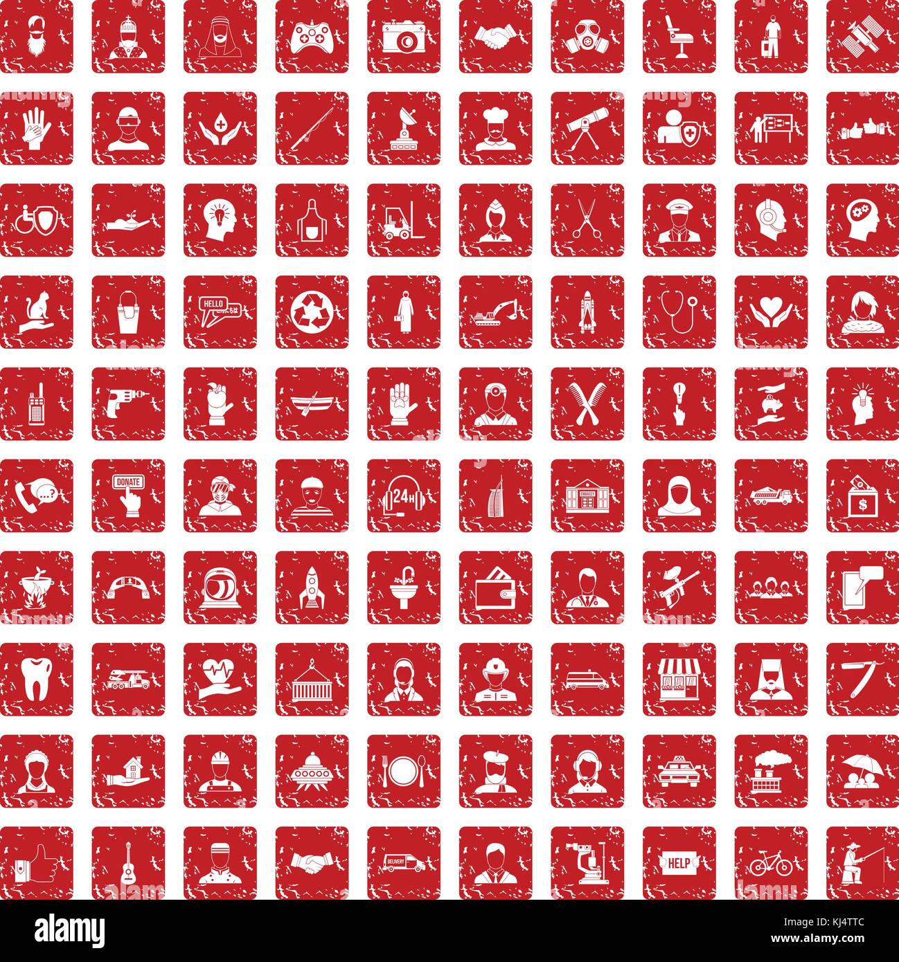 100 human resources icons set grunge red Stock Vector Image & Art - Alamy