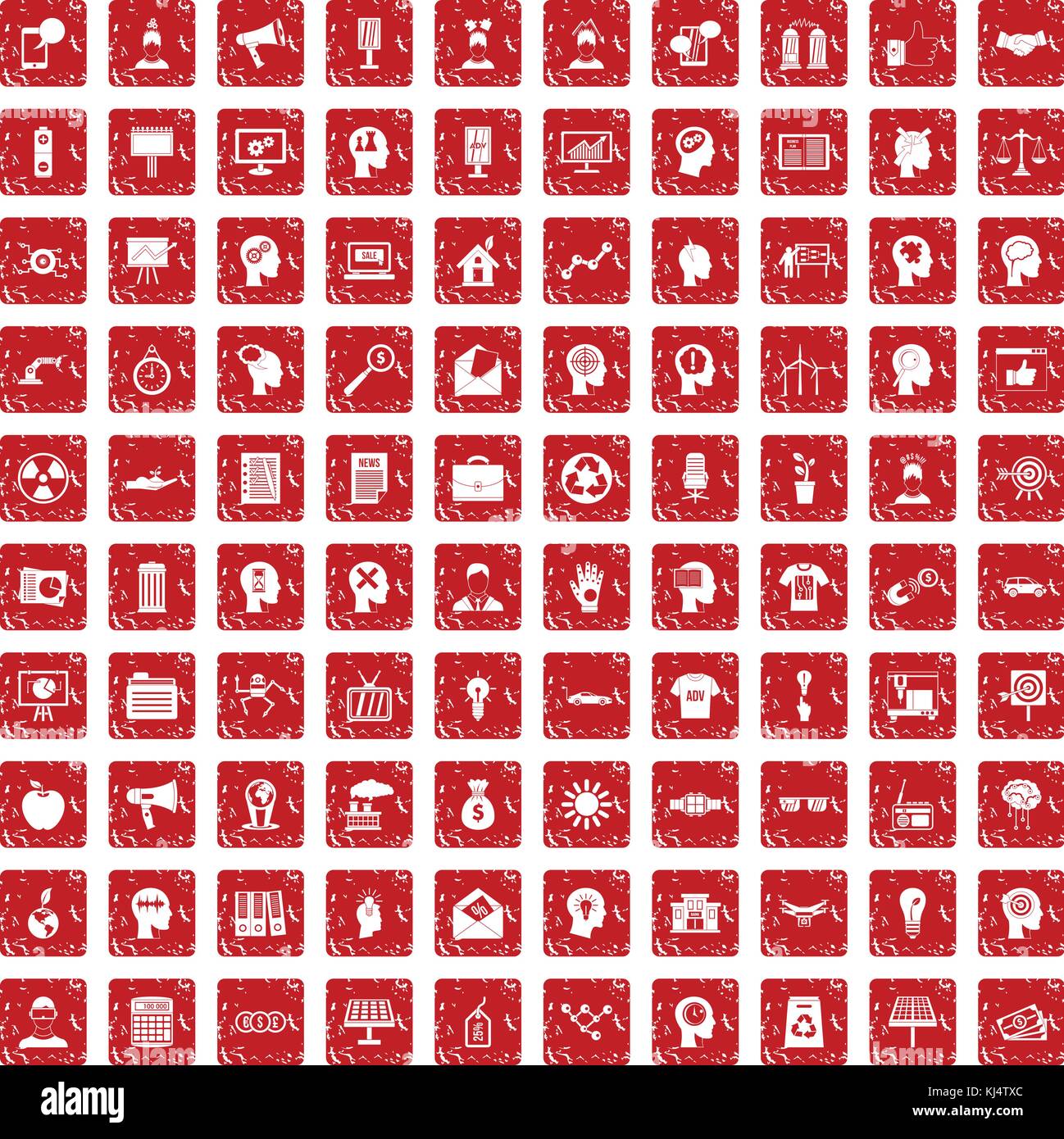 100 idea icons set grunge red Stock Vector Image & Art - Alamy
