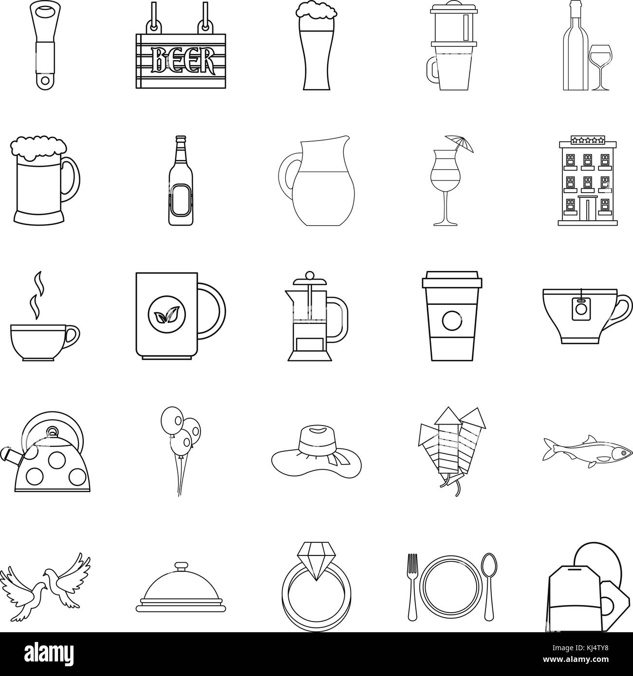 Spirit icons set, outline style Stock Vector Image & Art - Alamy