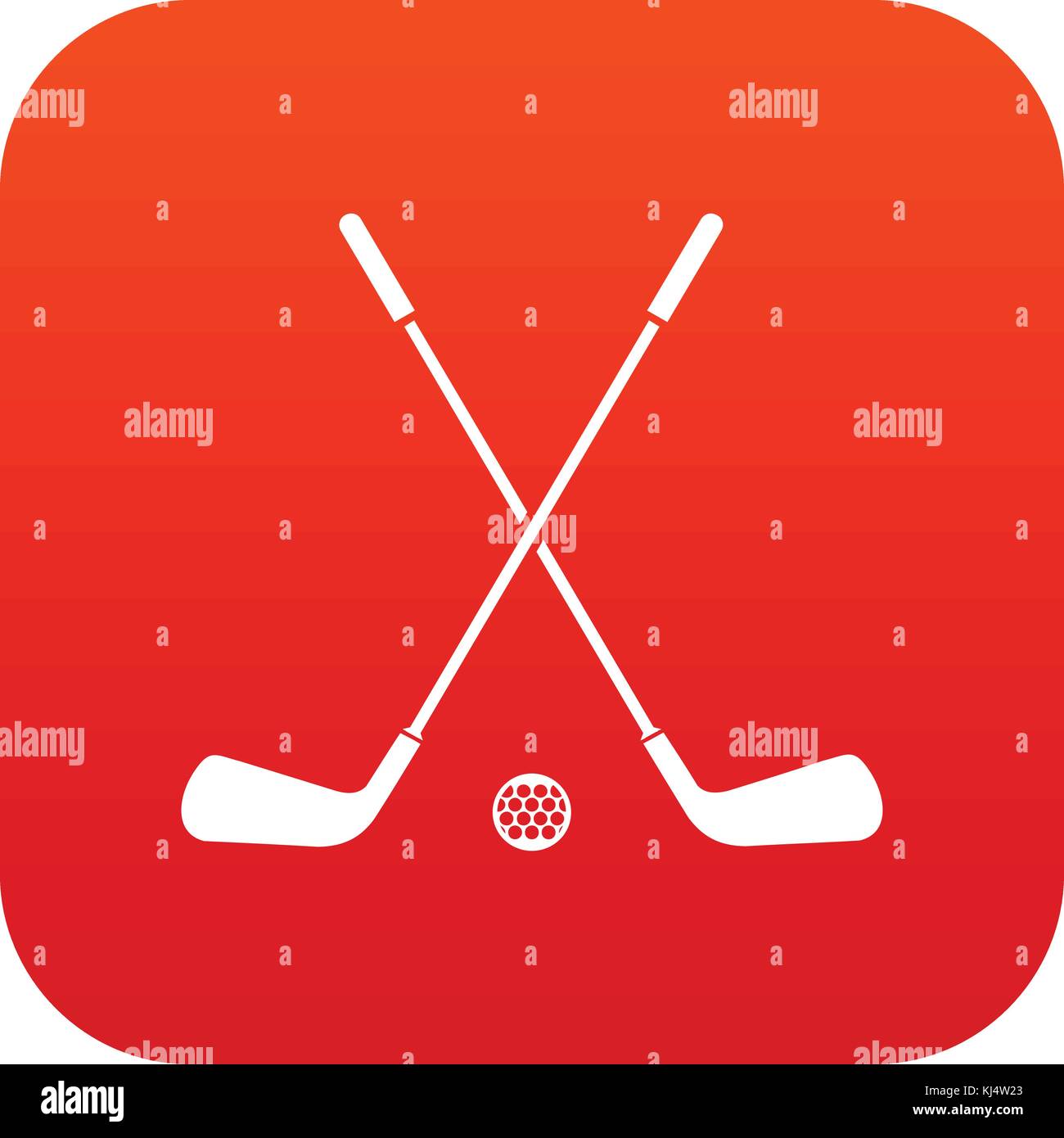 Two crossed golf clubs and ball icon digital red Stock Vector Image ...