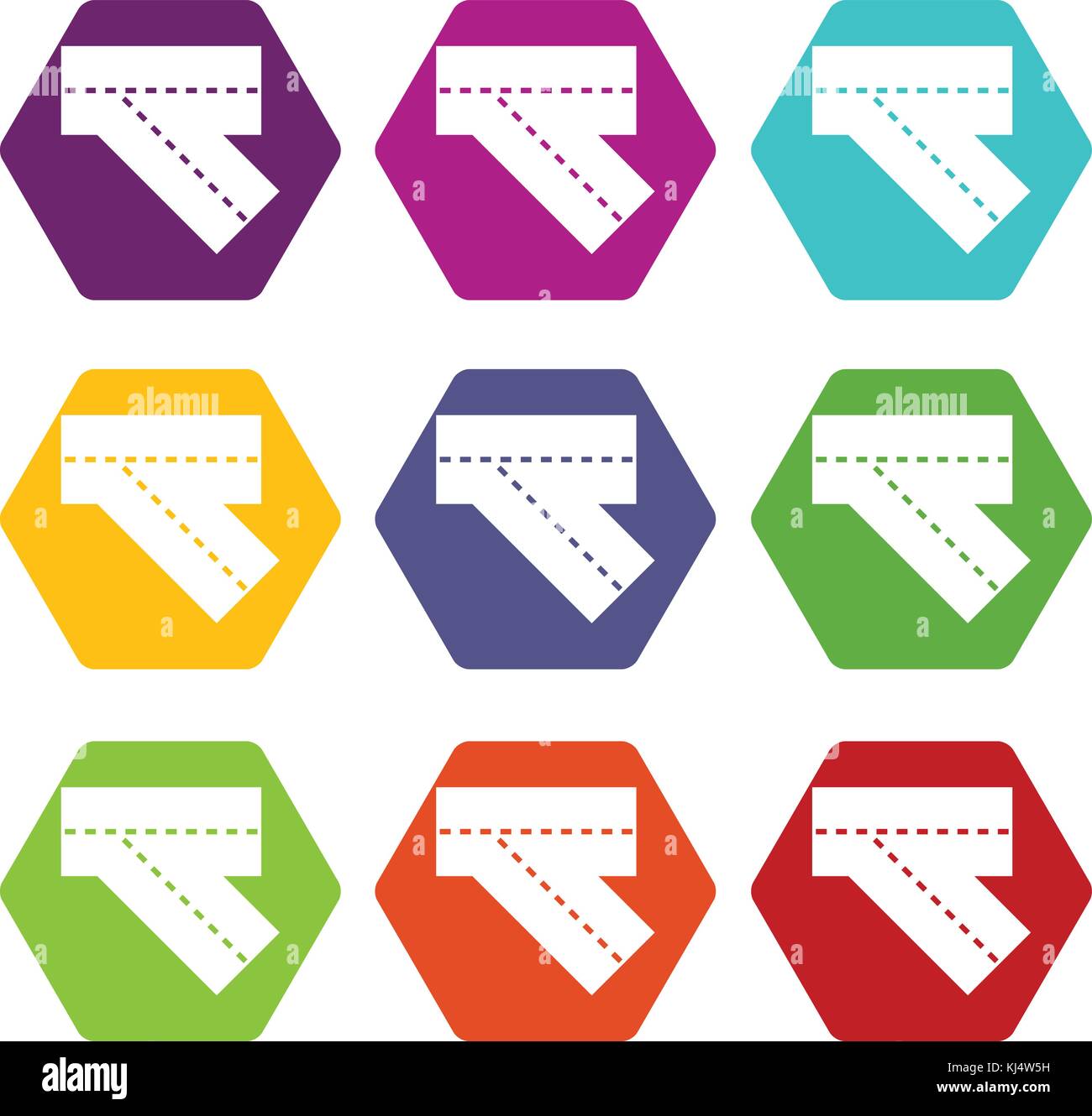 Turn road icon set color hexahedron Stock Vector Image & Art - Alamy