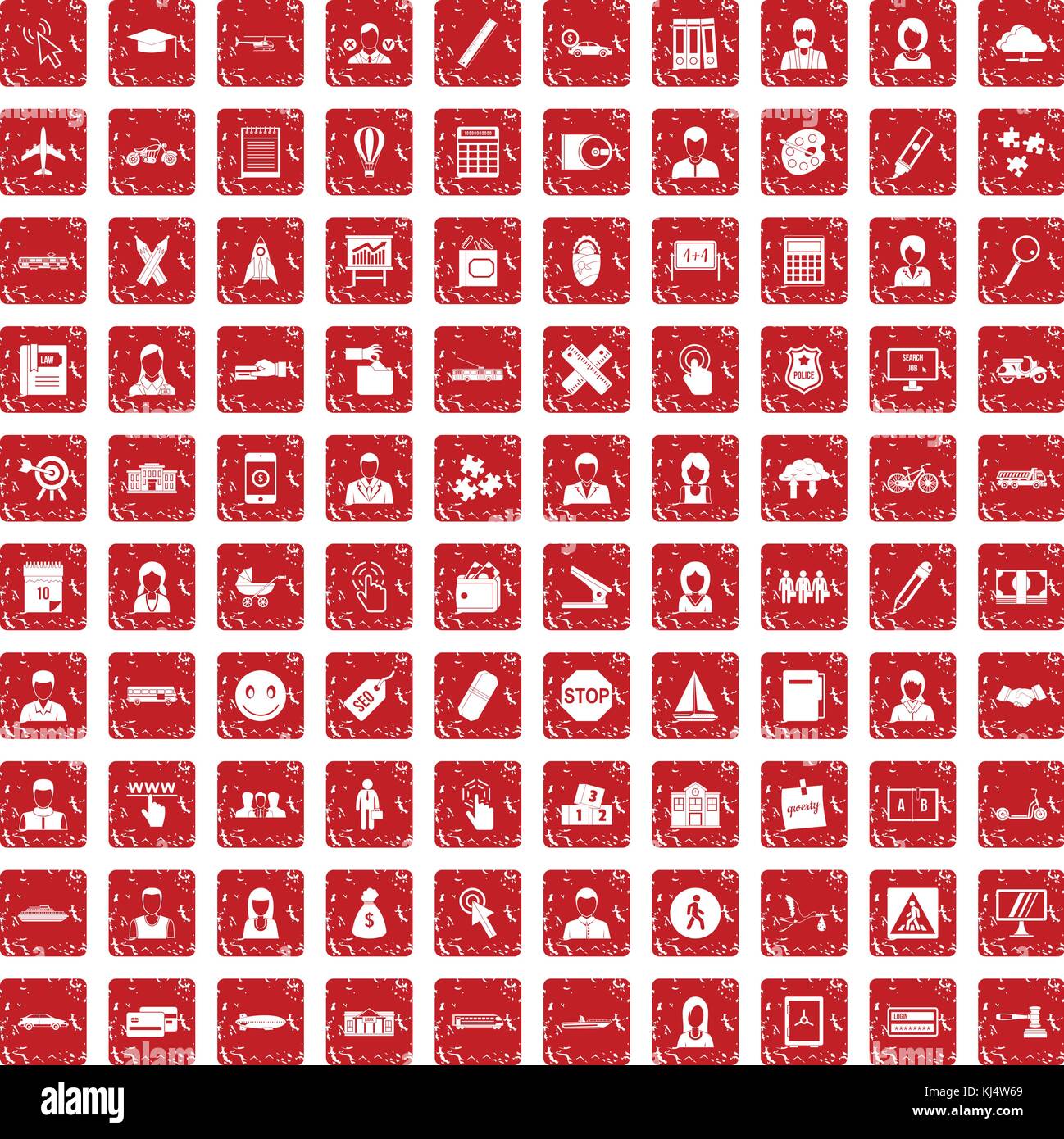 100 initiation icons set grunge red Stock Vector Image & Art - Alamy