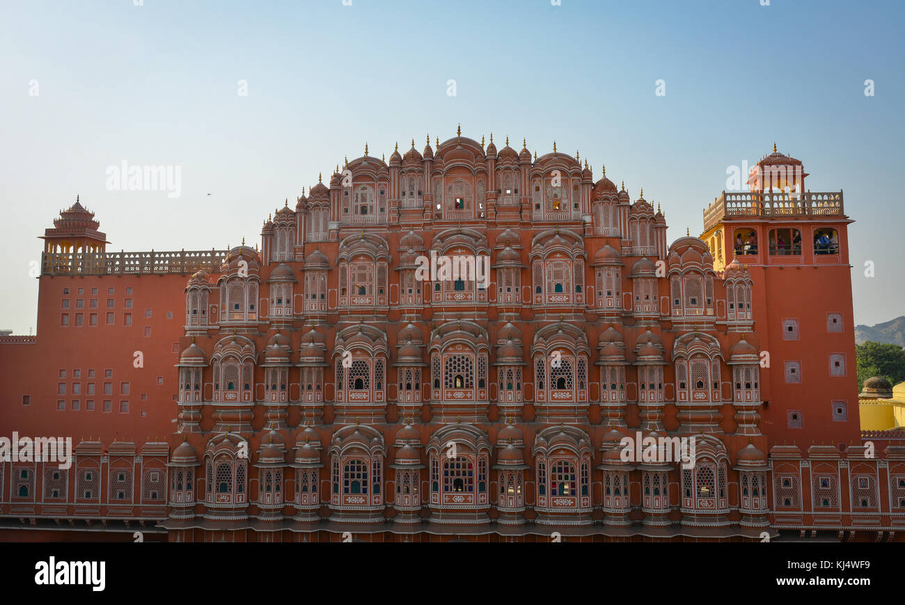 Hawa Mahal in Jaipur, India. Hawa Mahal is constructed of red and pink ...