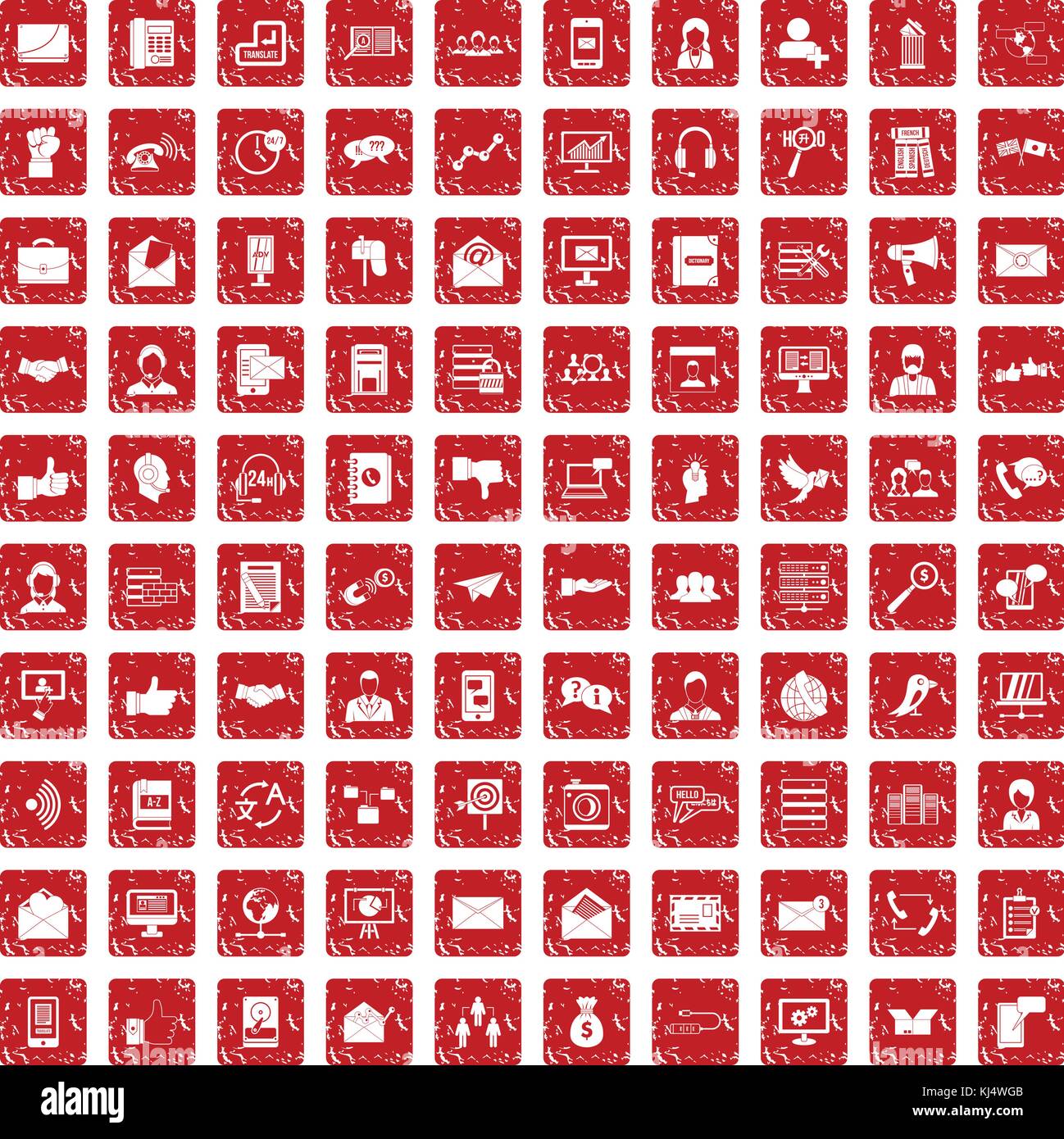 100 interaction icons set grunge red Stock Vector Image & Art - Alamy