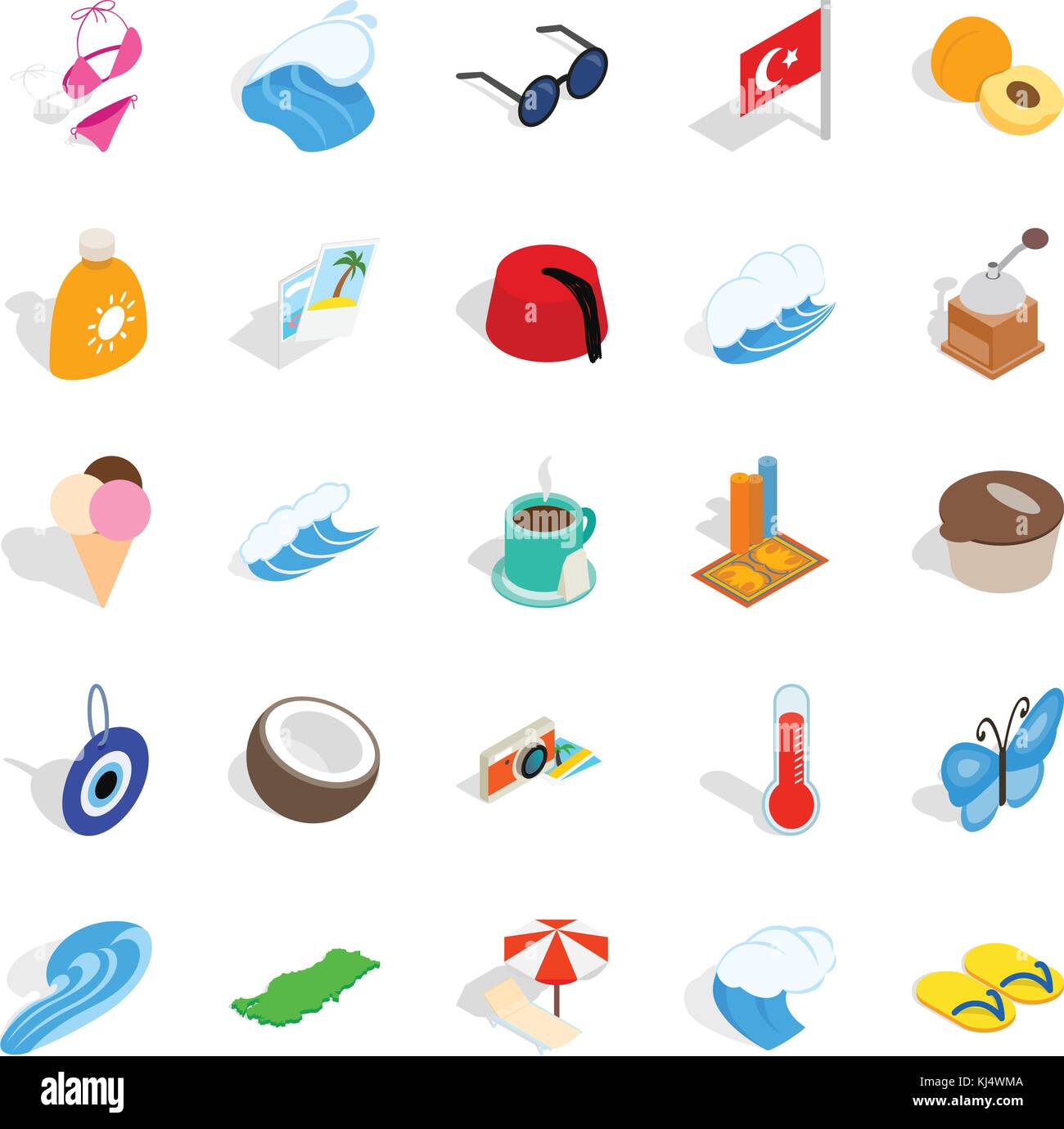 Holiday in Turkey icons set, isometric style Stock Vector Image & Art ...
