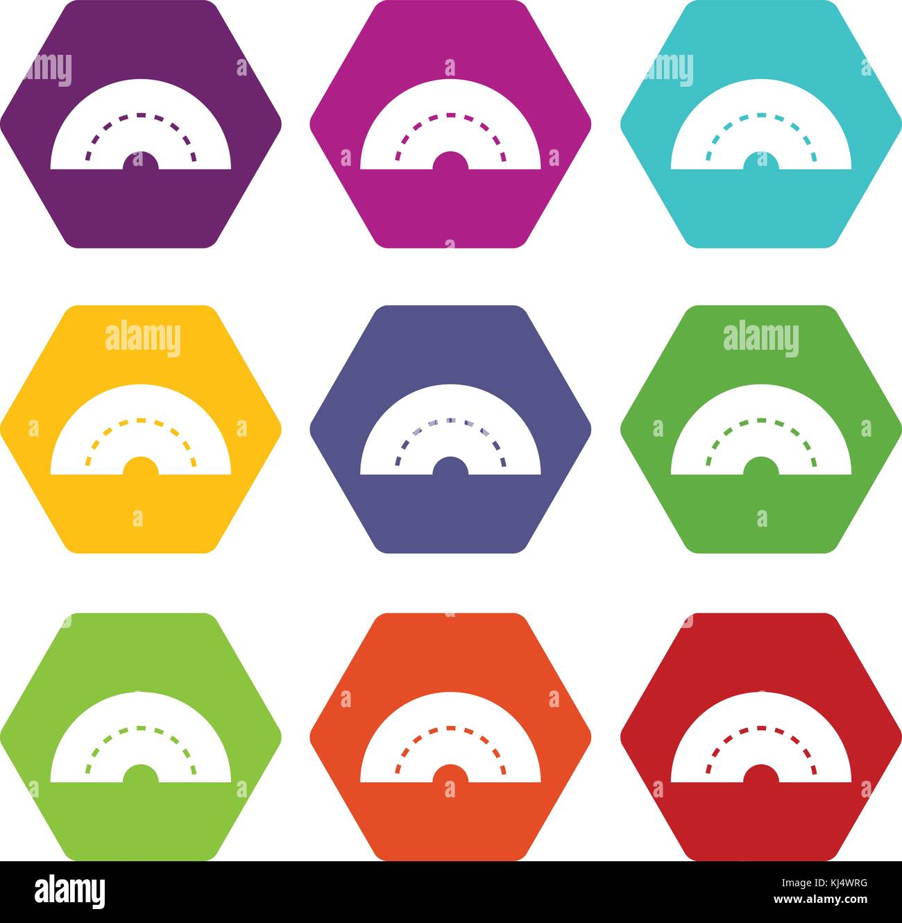 Round turning road icon set color hexahedron Stock Vector Image & Art ...
