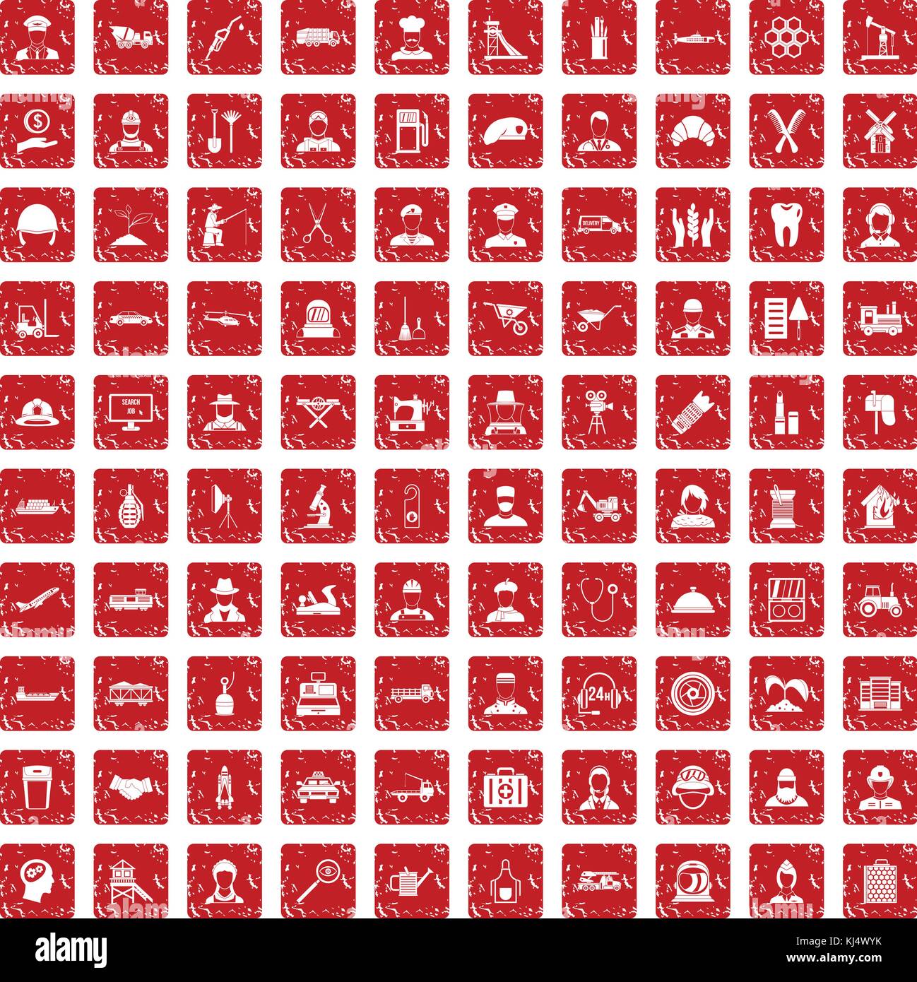 100 job icons set grunge red Stock Vector Image & Art - Alamy