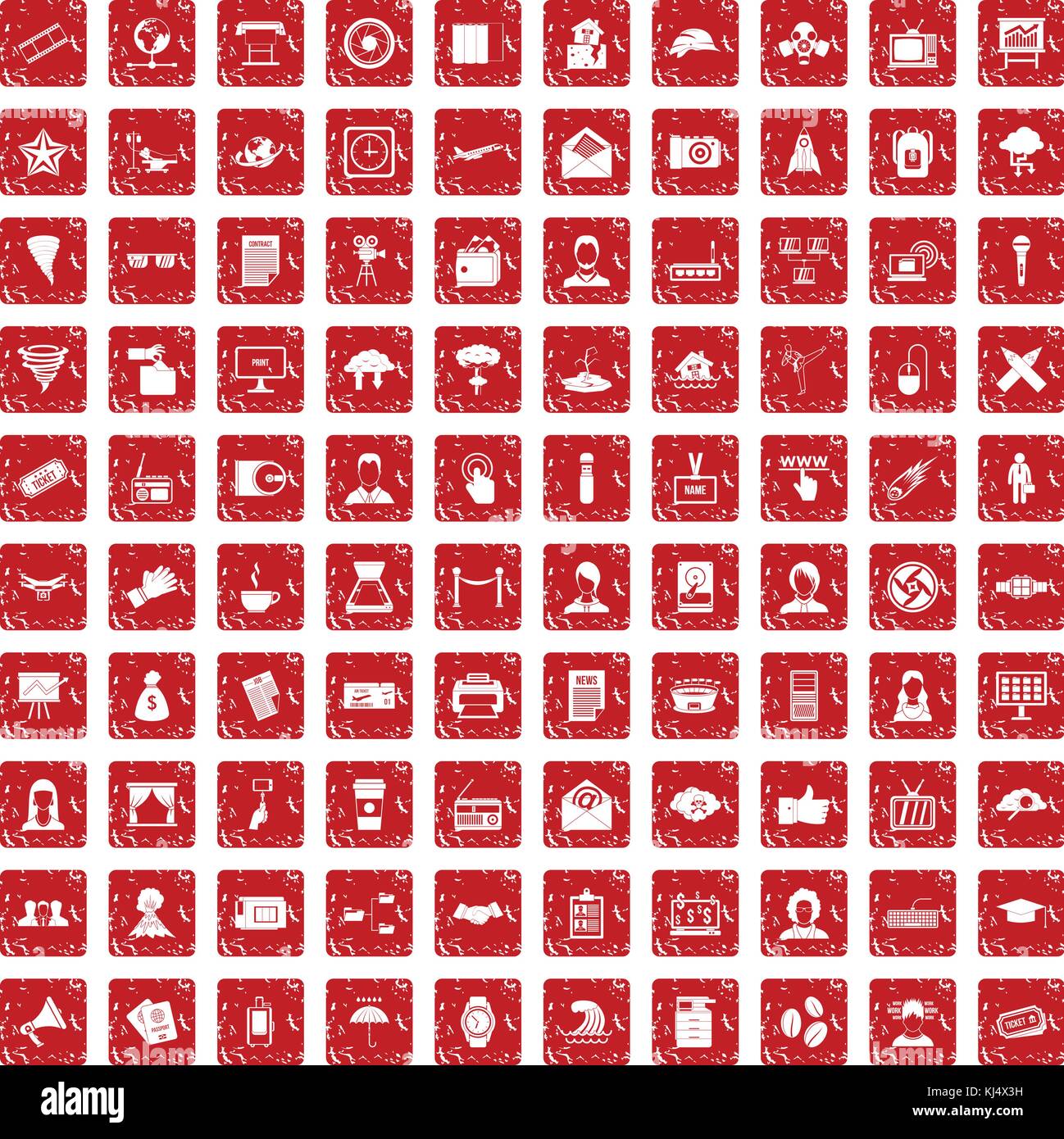 100 journalist icons set grunge red Stock Vector Image & Art - Alamy