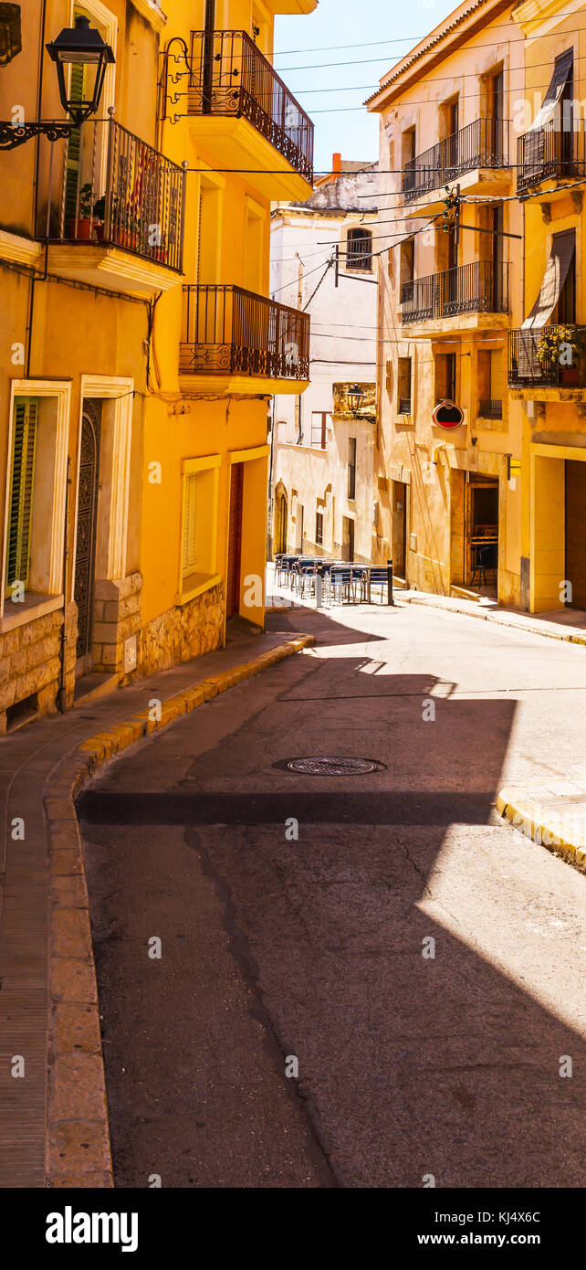 beautiful, picturesque street, narrow road, colorful facades of ...