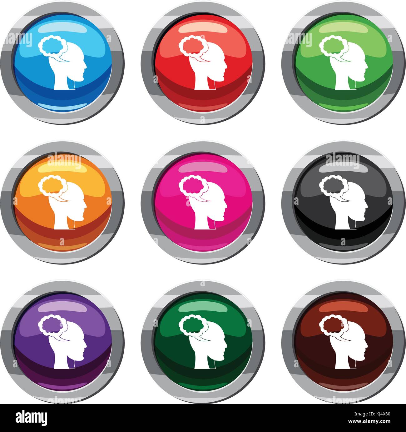 Speech bubble with human head set 9 collection Stock Vector Image & Art ...