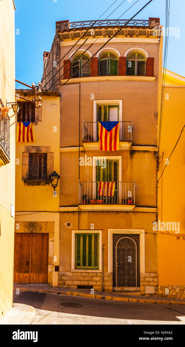 beautiful, picturesque street, narrow road, colorful facades of ...