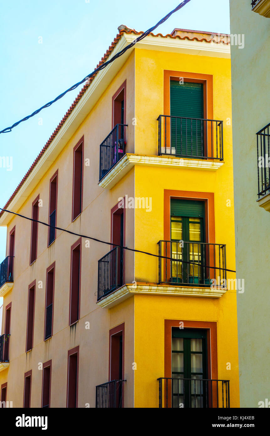 beautiful, picturesque street, narrow road, colorful facades of ...