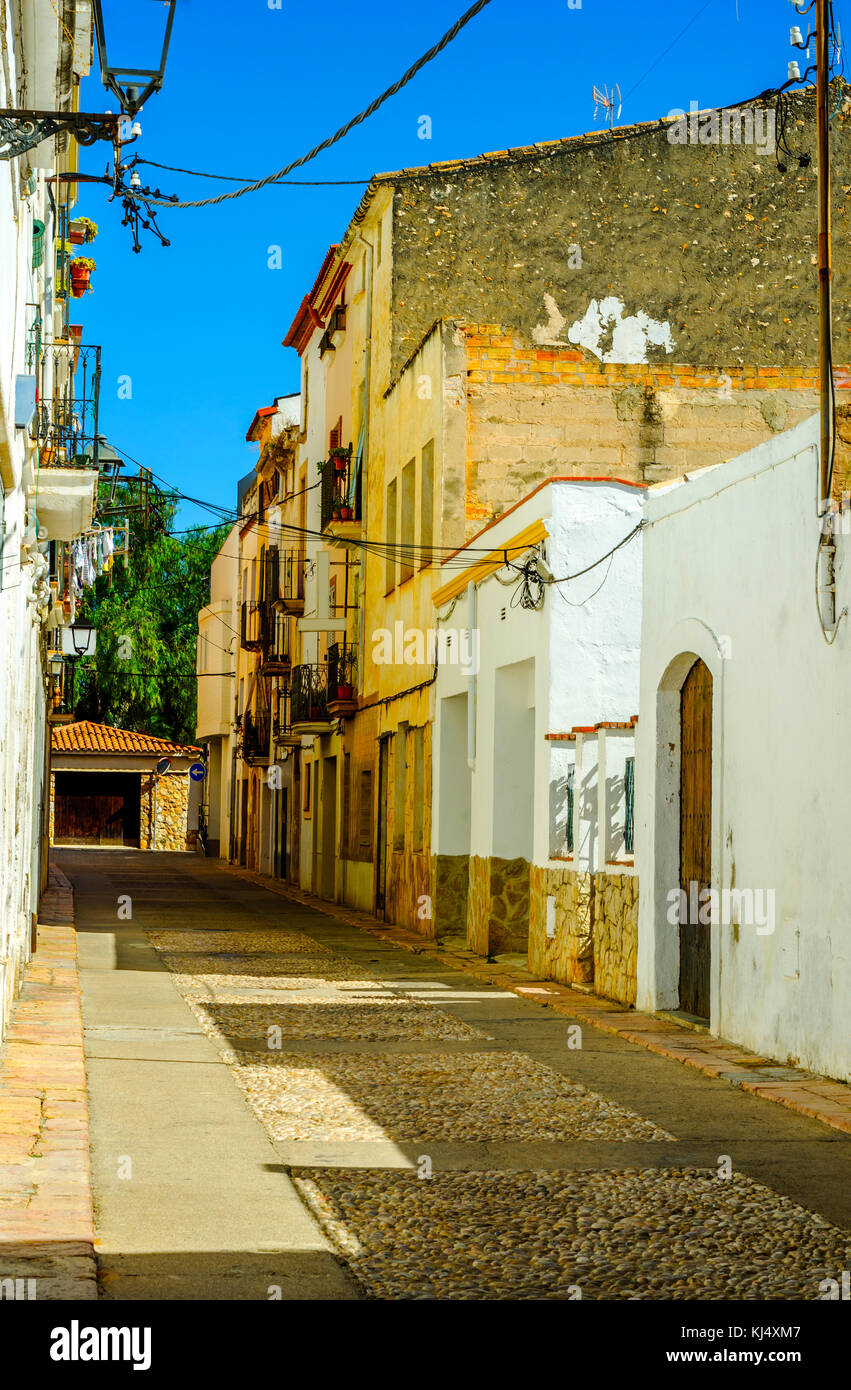 beautiful, picturesque street, narrow road, colorful facades of ...