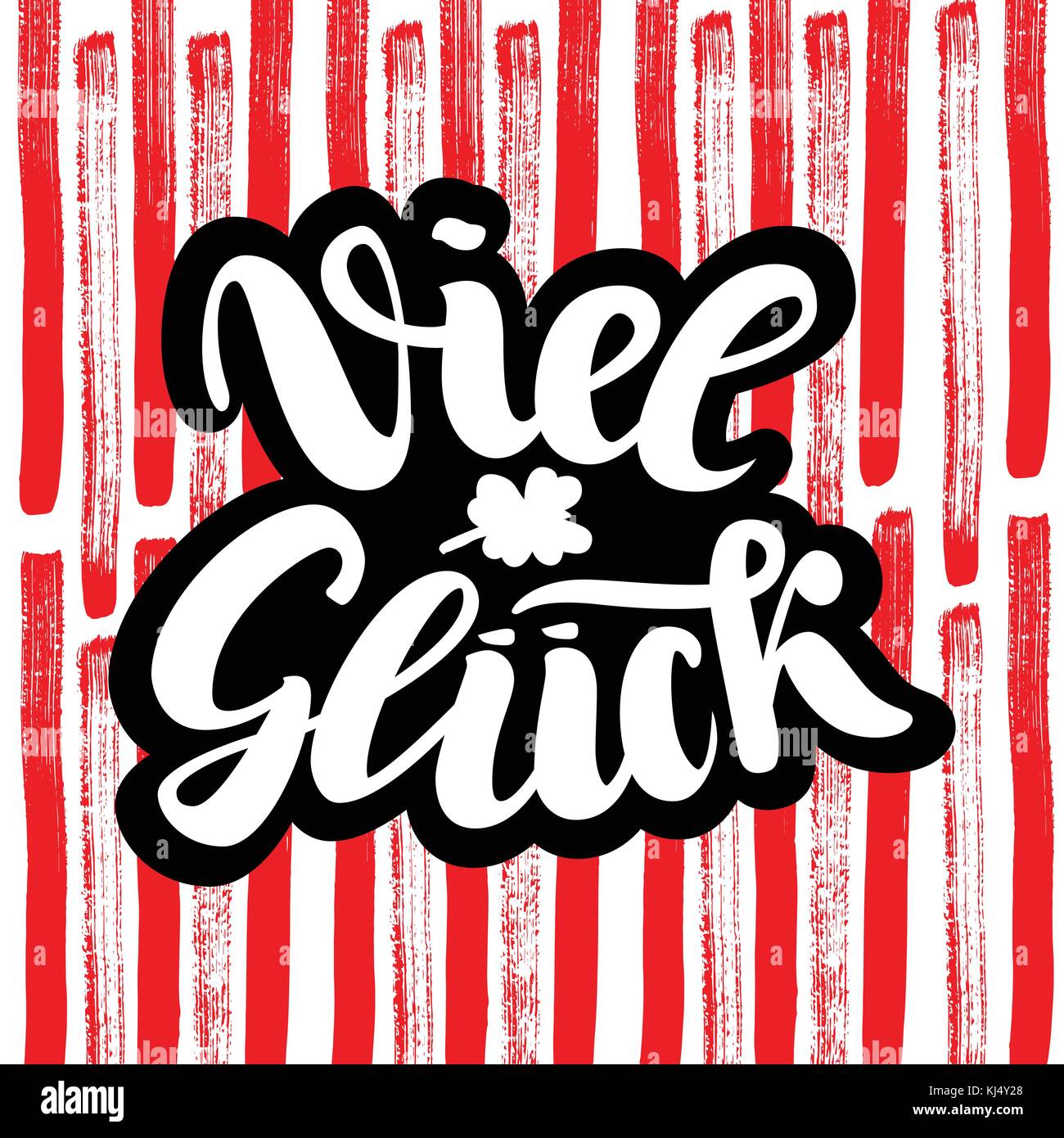 Viel glueck. Good luck in German. Typographic design on colorful cute ...