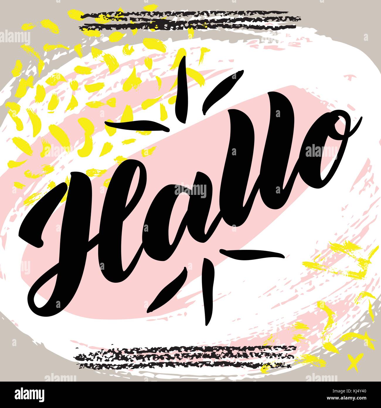 Hallo. Word hello, good day in German. Fashionable calligraphy. Vector ...