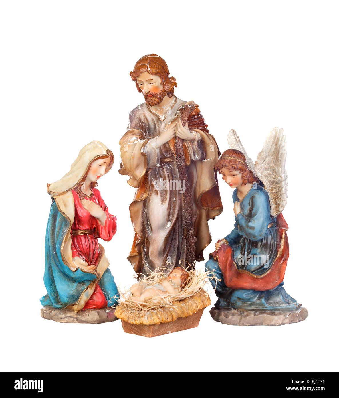 Scene of the nativity isolated on a white background Stock Photo - Alamy