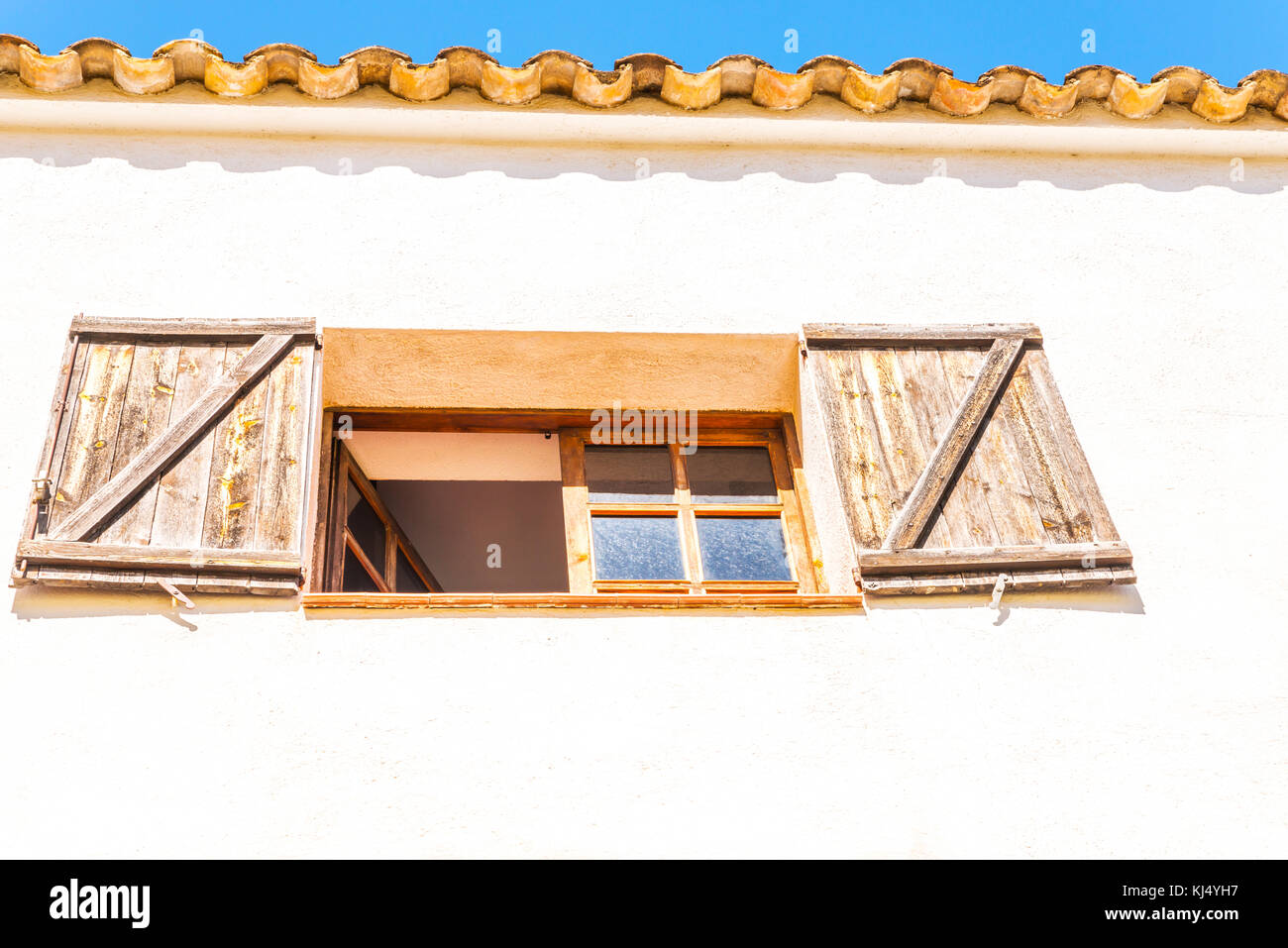 window shutters on an old european style building, architectural ...