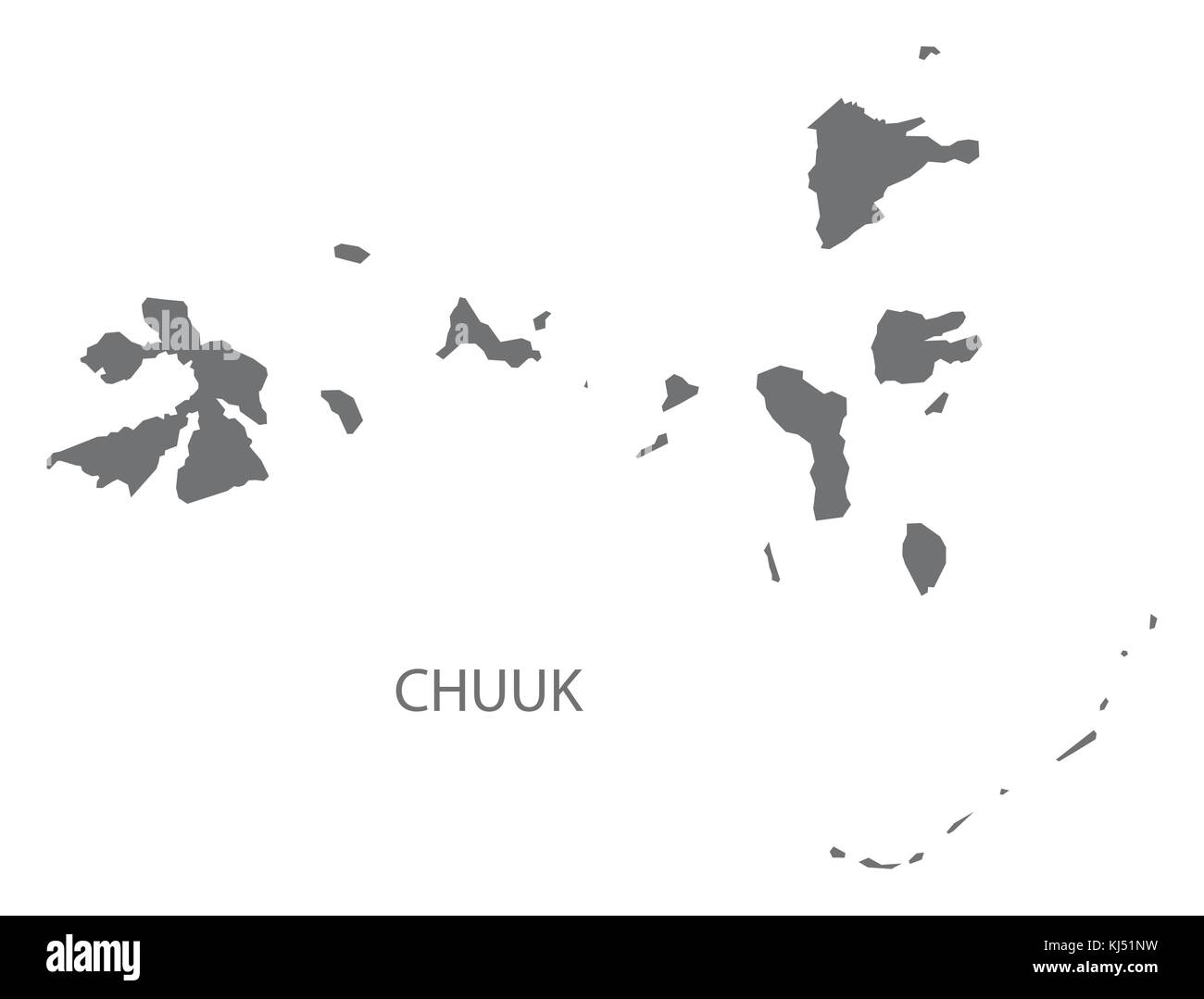 Chuuk Island map of Micronesia grey illustration silhouette shape Stock ...