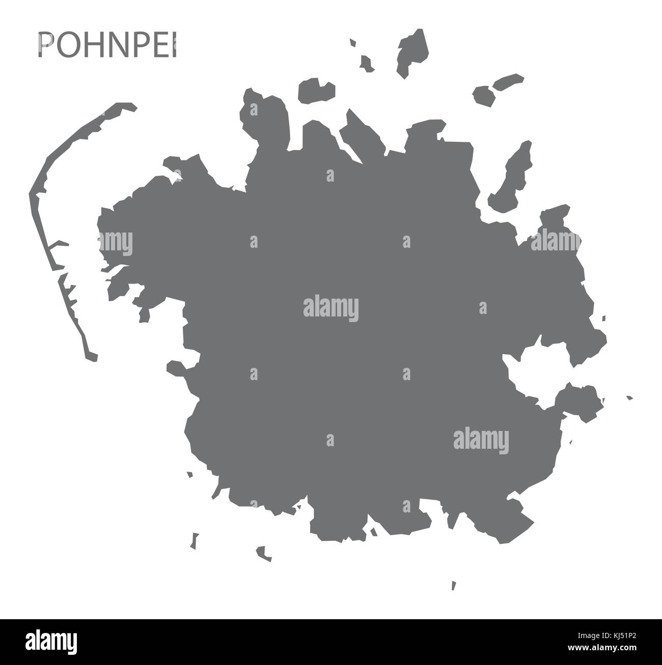 Pohnpei Island map of Micronesia grey illustration silhouette shape ...