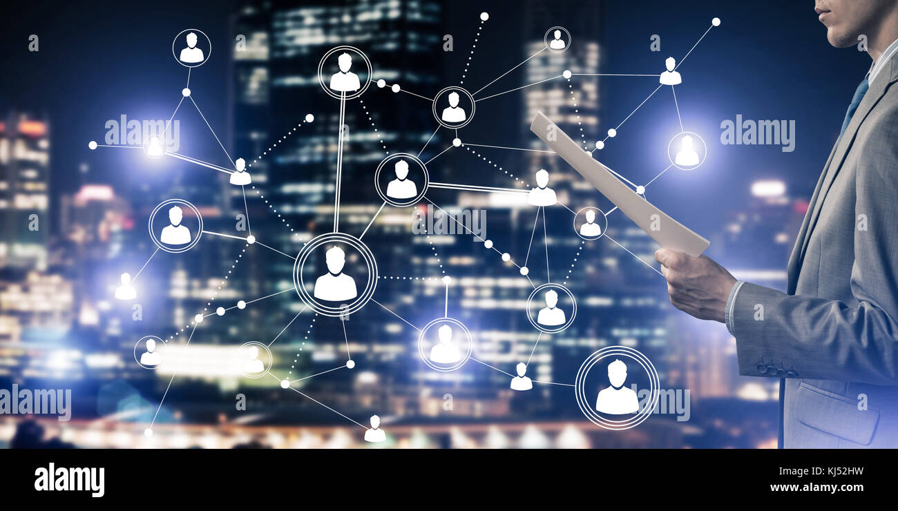 Concept of modern business networking that connect and cooperate Stock ...