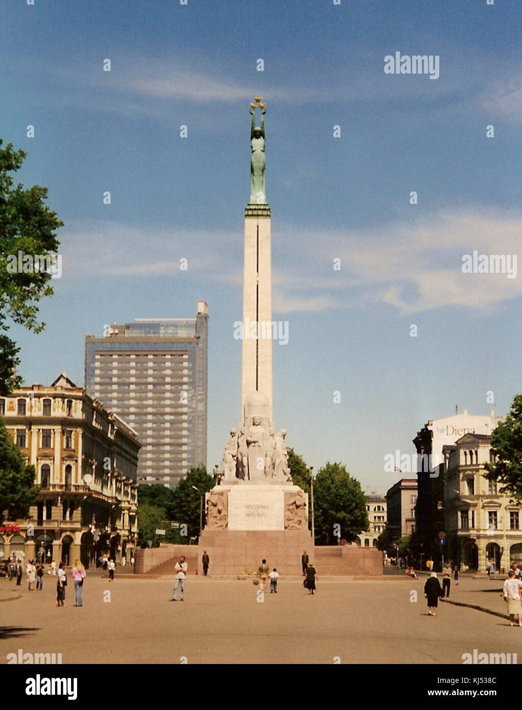 A photograph of the Liberty Statue in Riga, Latvia, symbolizing the ...