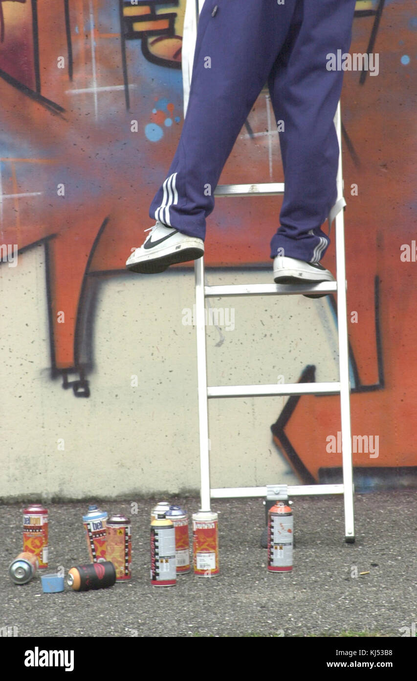 This photograph captures urban graffiti in Geneva, showcasing street ...