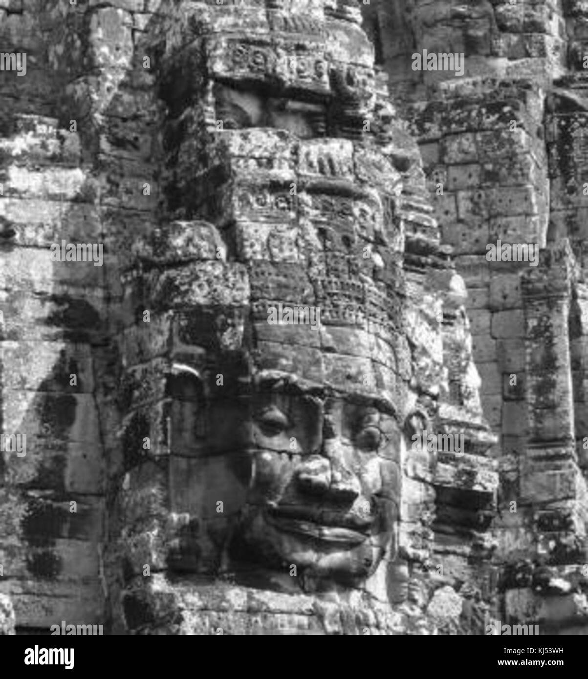 Bayon ancient khmer temple Black and White Stock Photos & Images - Alamy