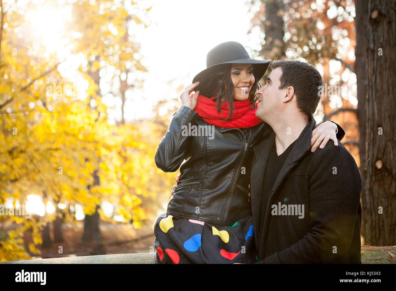 Beautiful gourgeous couple in park Stock Photo - Alamy