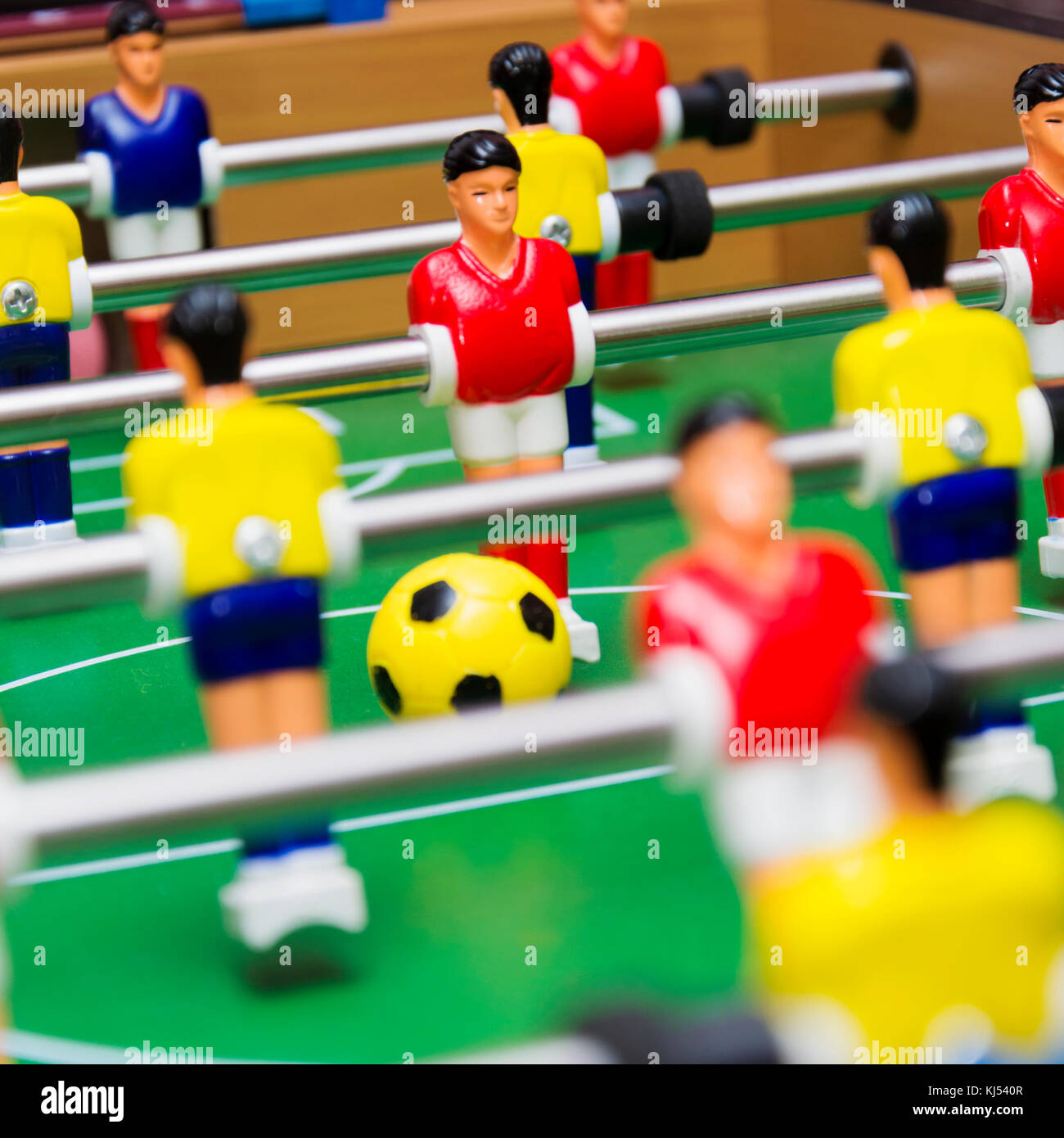 table football soccer game, close up, yellow ball Stock Photo - Alamy
