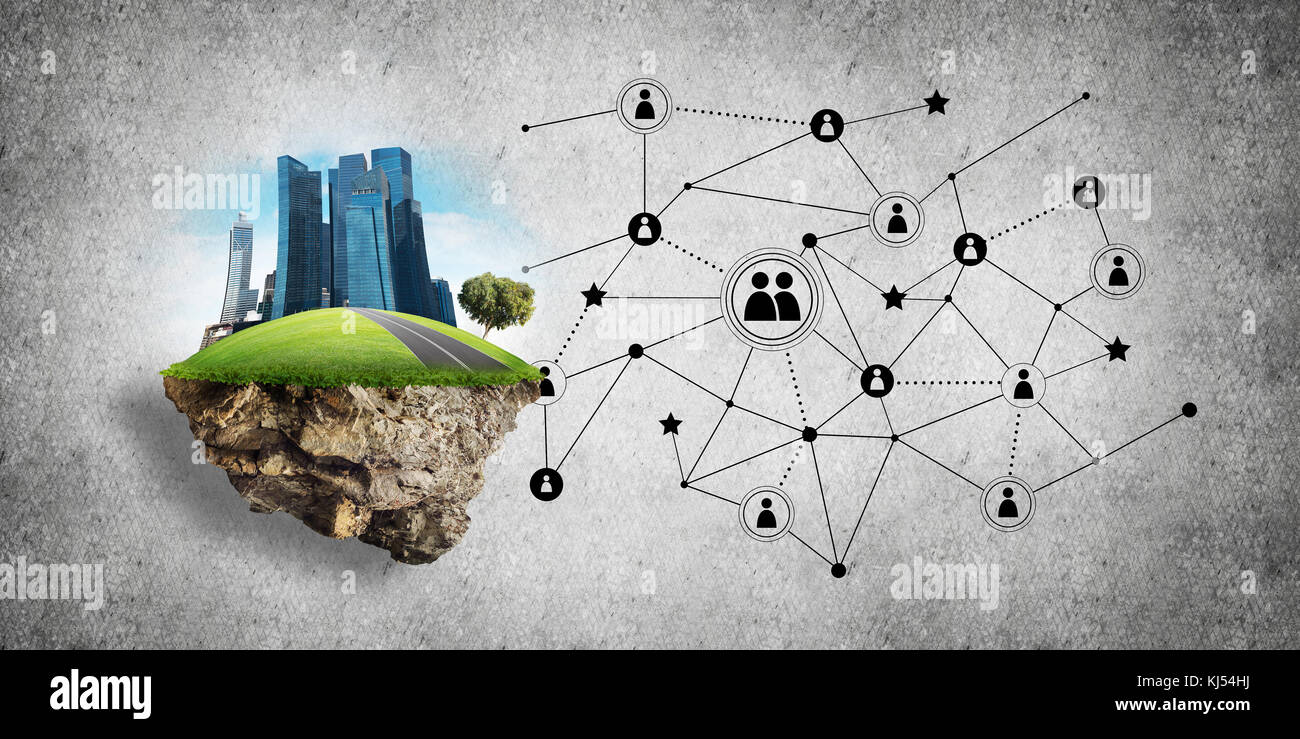 Concept of modern networking technologies and eco green construction ...