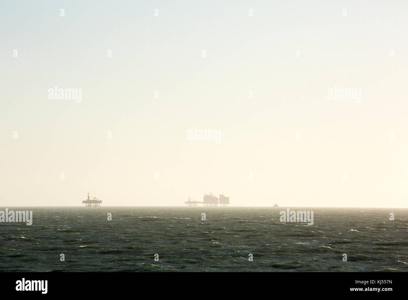 Drilling rigs drilling for gas in the Morecambe Bay Gas field, Irish ...