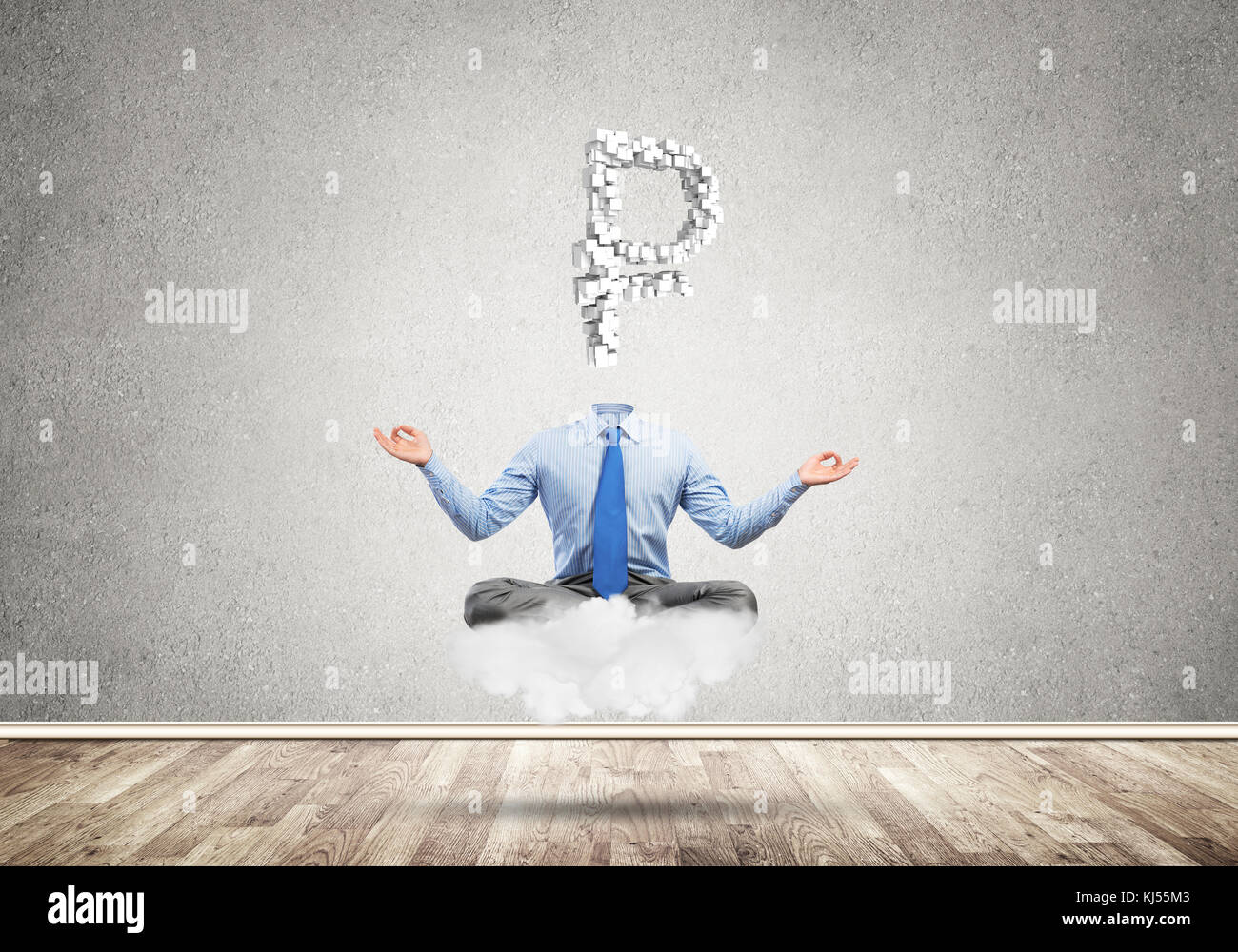 Headless meditating businessman Stock Photo - Alamy