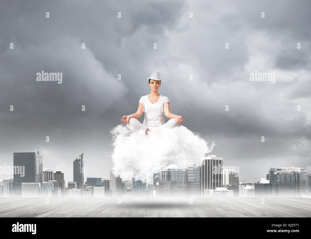 Young woman keeping mind conscious Stock Photo - Alamy