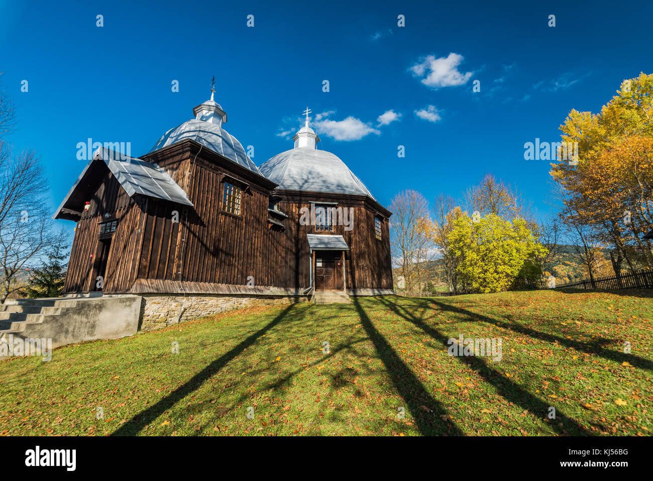 Orthodox wooden church in Michniowiec,Bieszczady,Poland. One of many ...