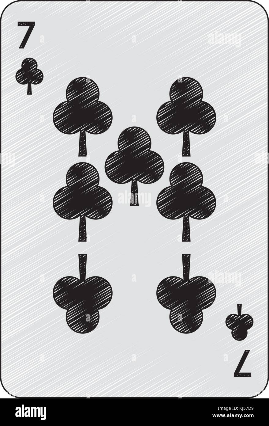 seven of clover or clubs french playing cards related icon image Stock ...