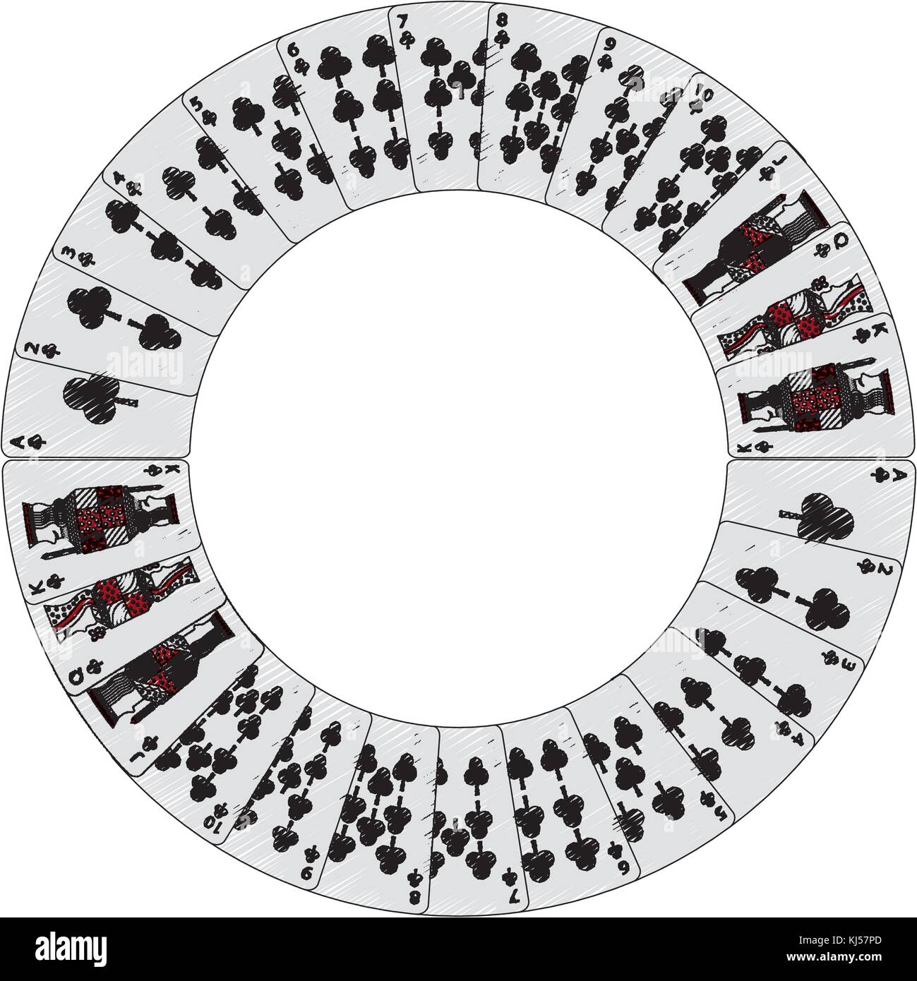 clover or clubs suit in circle french playing cards icon image Stock ...