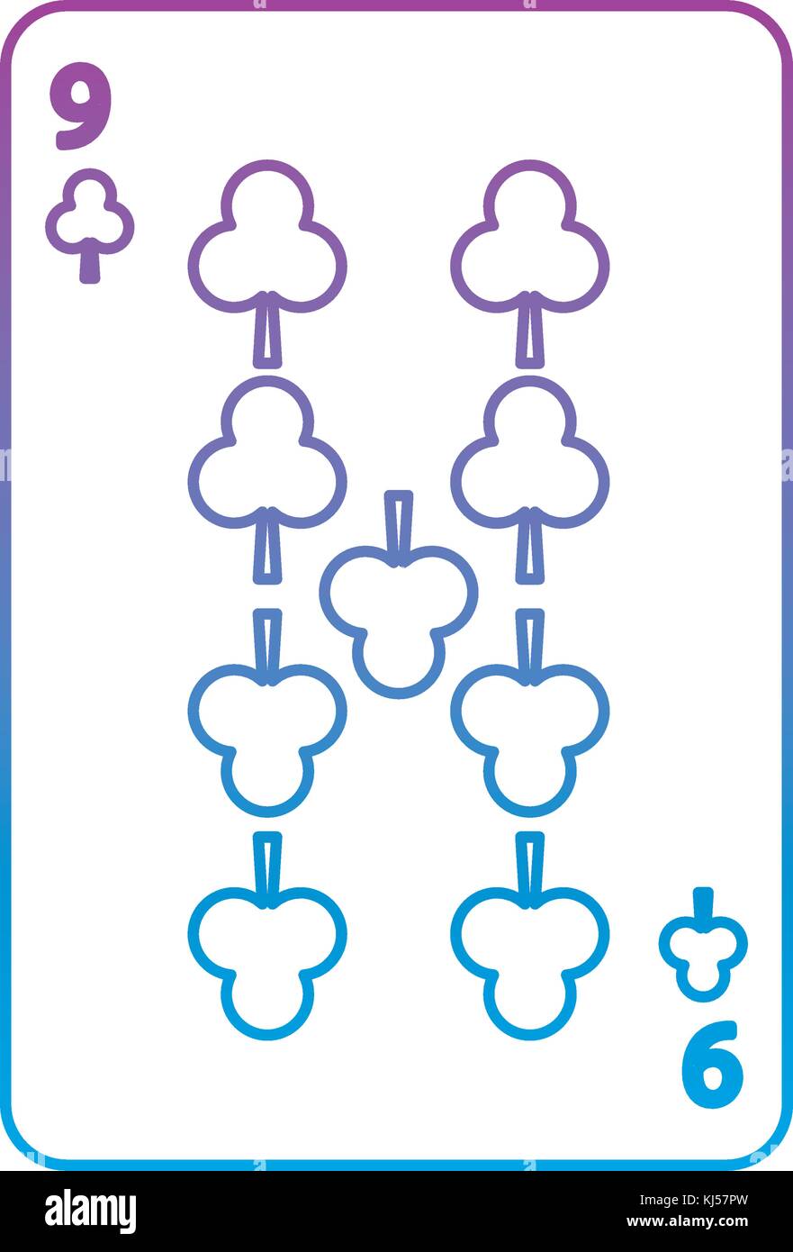 nine of clover or clubs french playing cards related icon image Stock ...