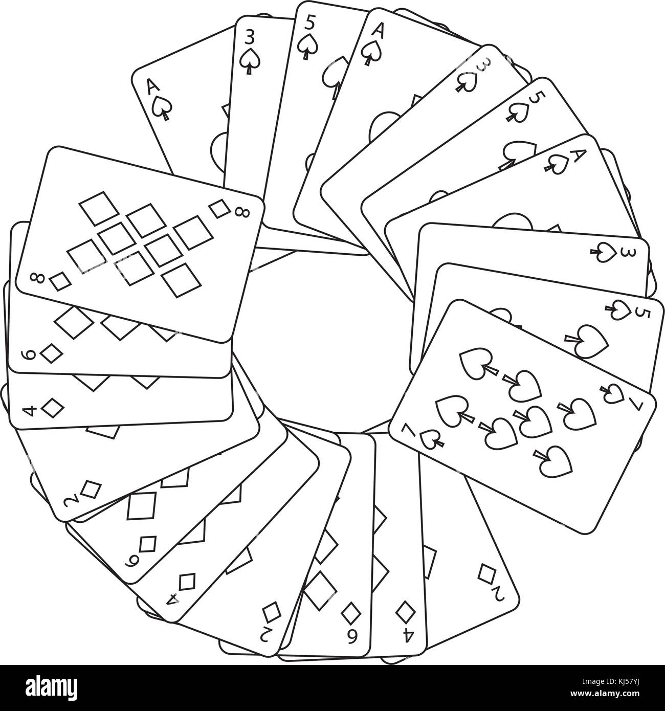 spades diamonds suits french playing cards in circle icon icon i Stock ...