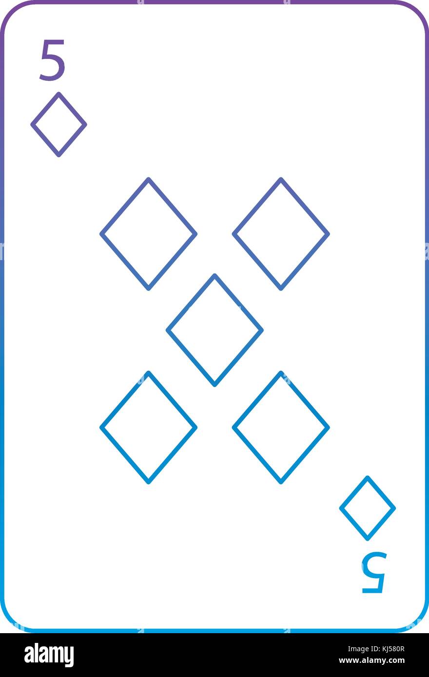 five of diamonds or tiles french playing cards related icon icon Stock ...