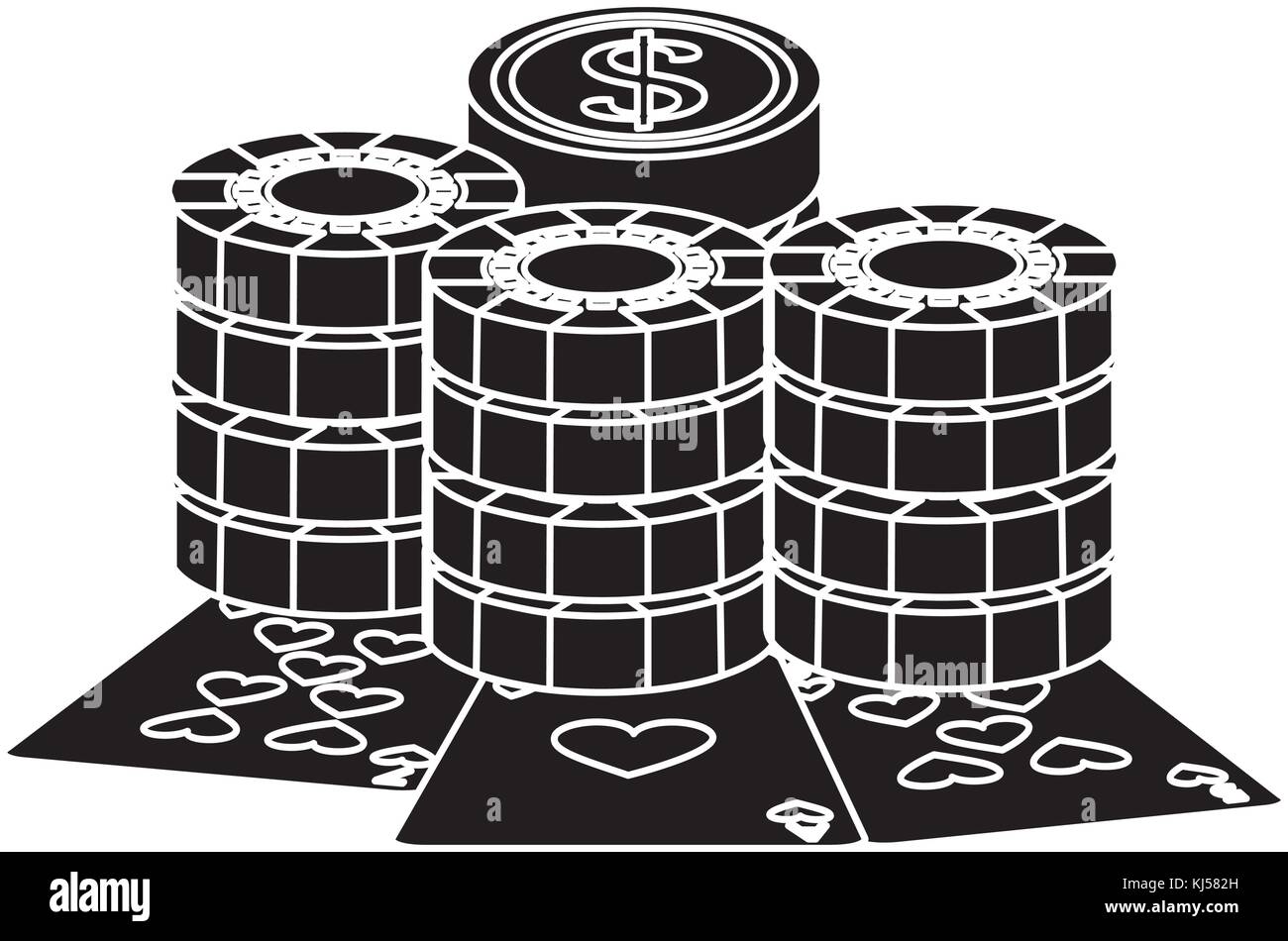 playing cards with casino coins and stack chips gambling Stock Vector ...