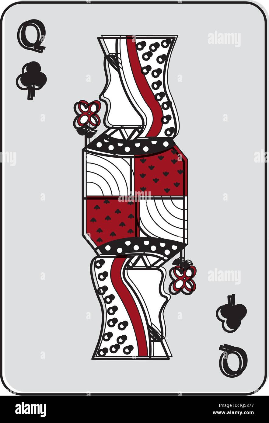 queen of clover or clubs french playing cards related icon image Stock ...