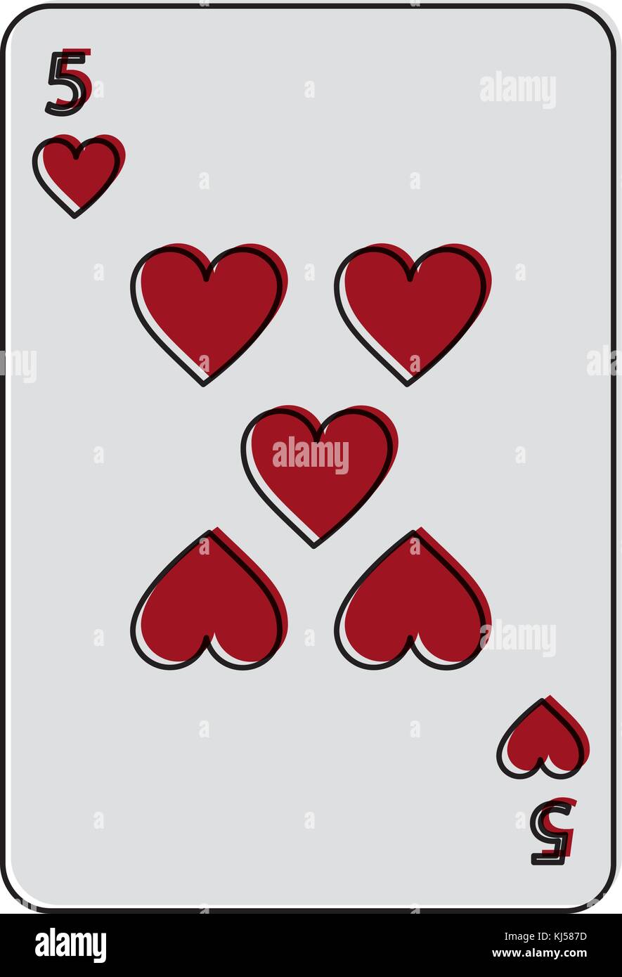 five of hearts french playing cards related icon image Stock Vector ...