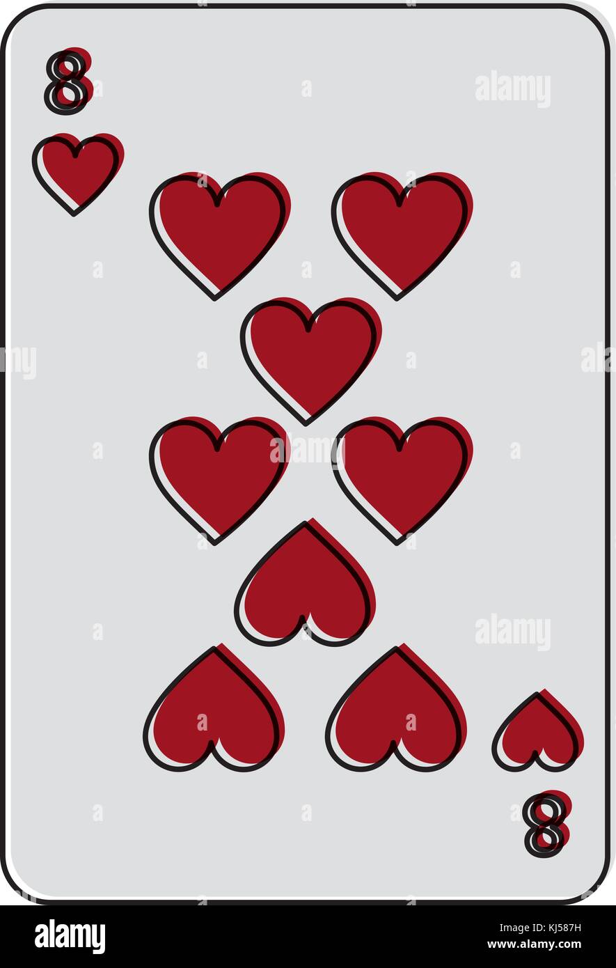 eight of hearts french playing cards related icon image Stock Vector ...