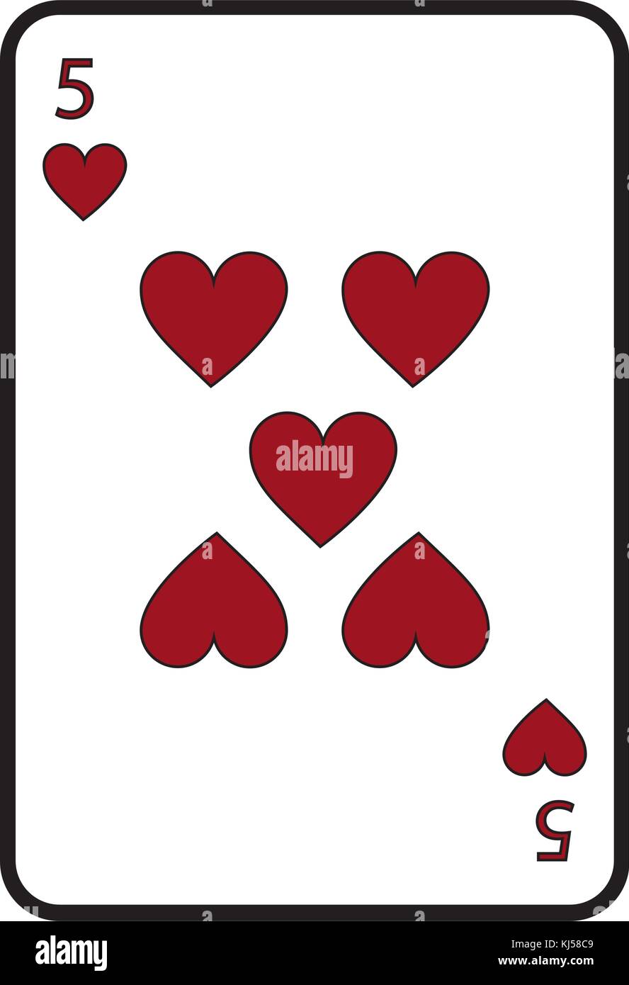five of hearts french playing cards related icon image Stock Vector ...