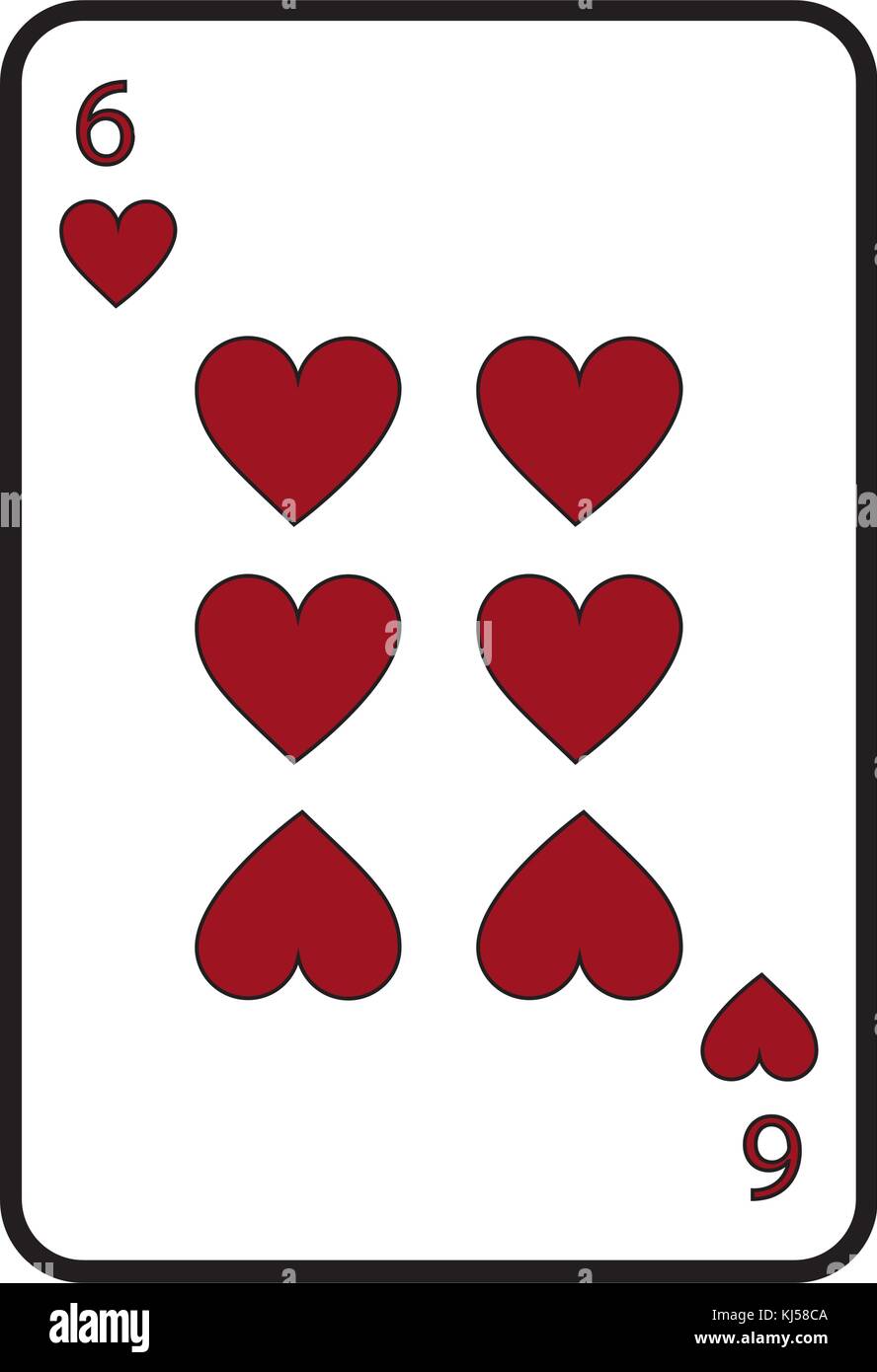 six of hearts french playing cards related icon image Stock Vector ...