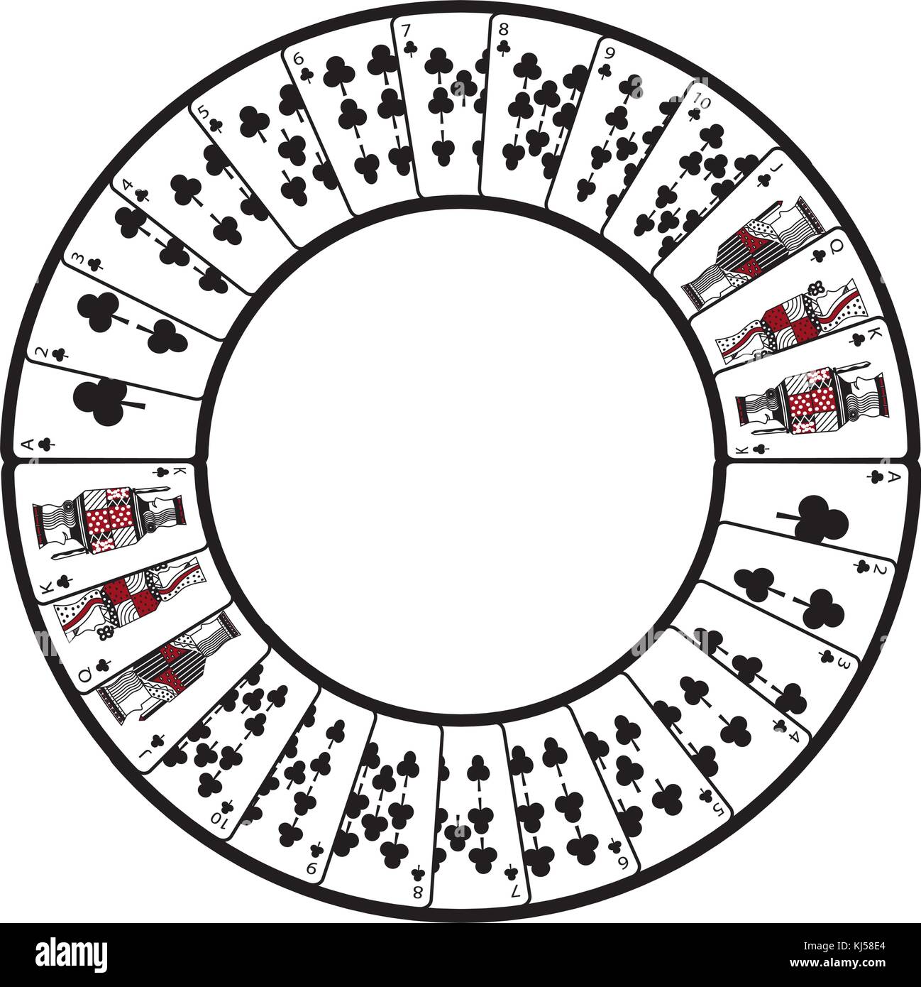 clover or clubs suit in circle french playing cards icon image Stock ...