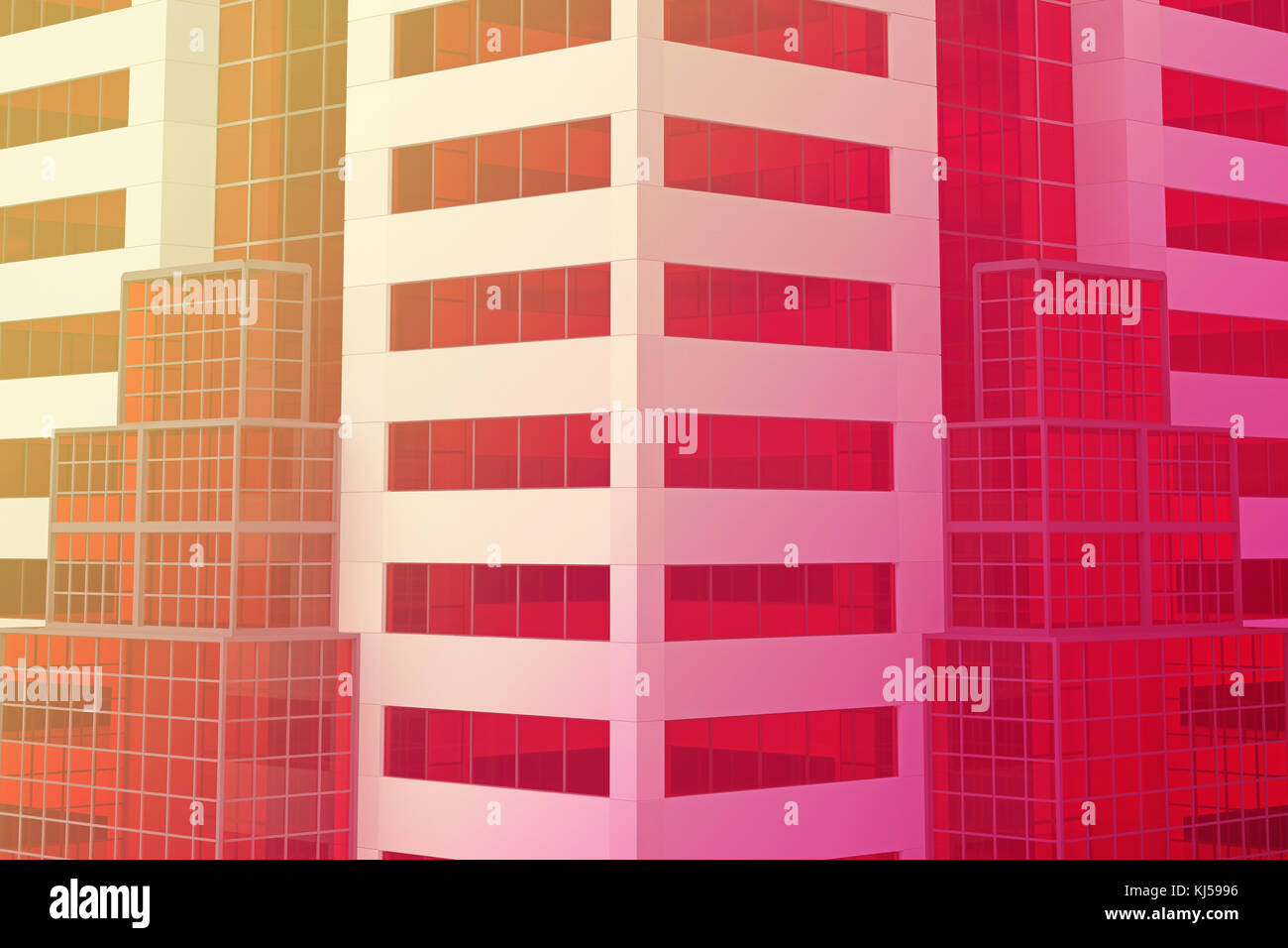 background from the skyscraper facades with red tint. 3d rendering ...