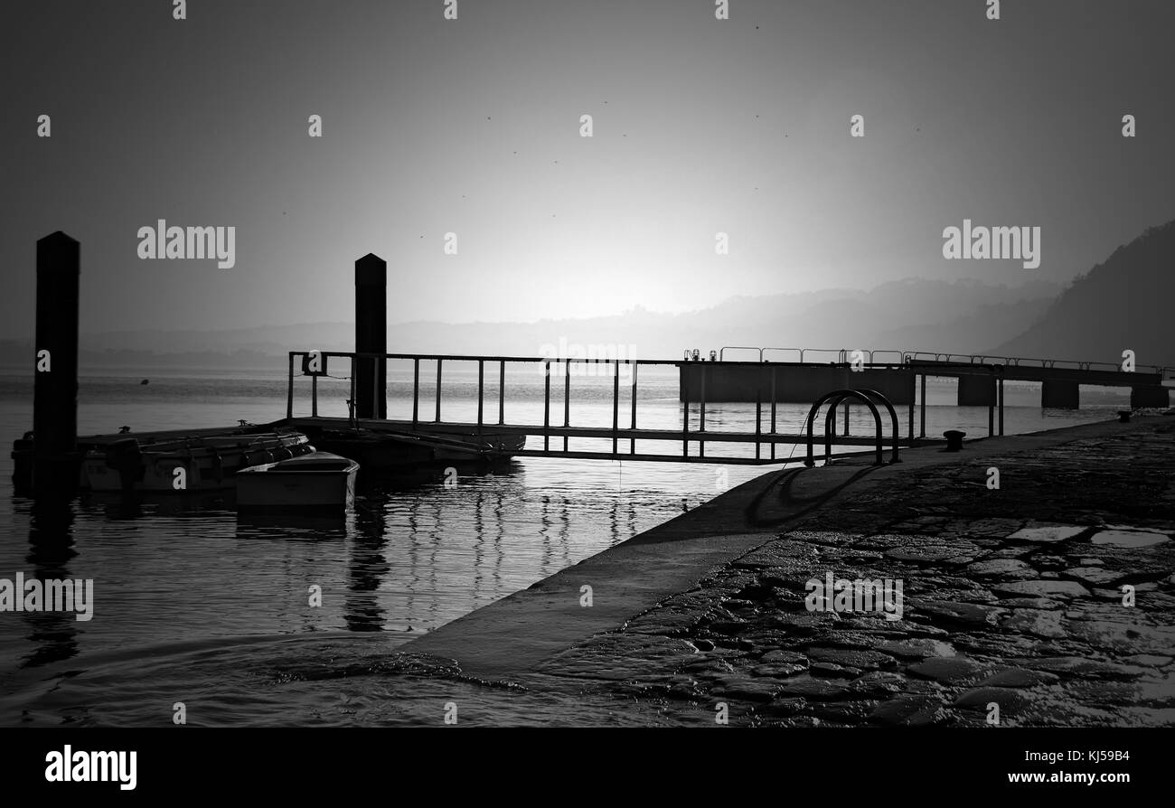 Quayside landscapes, boats, bridges and buoys Stock Photo - Alamy