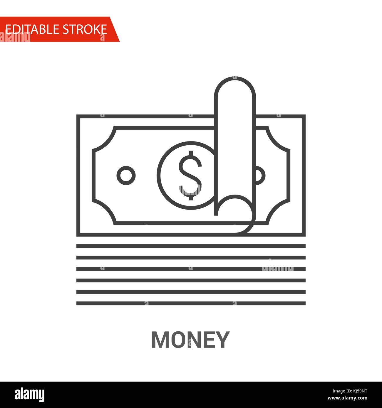Money Icon. Thin Line Vector Illustration. Adjust stroke weight ...