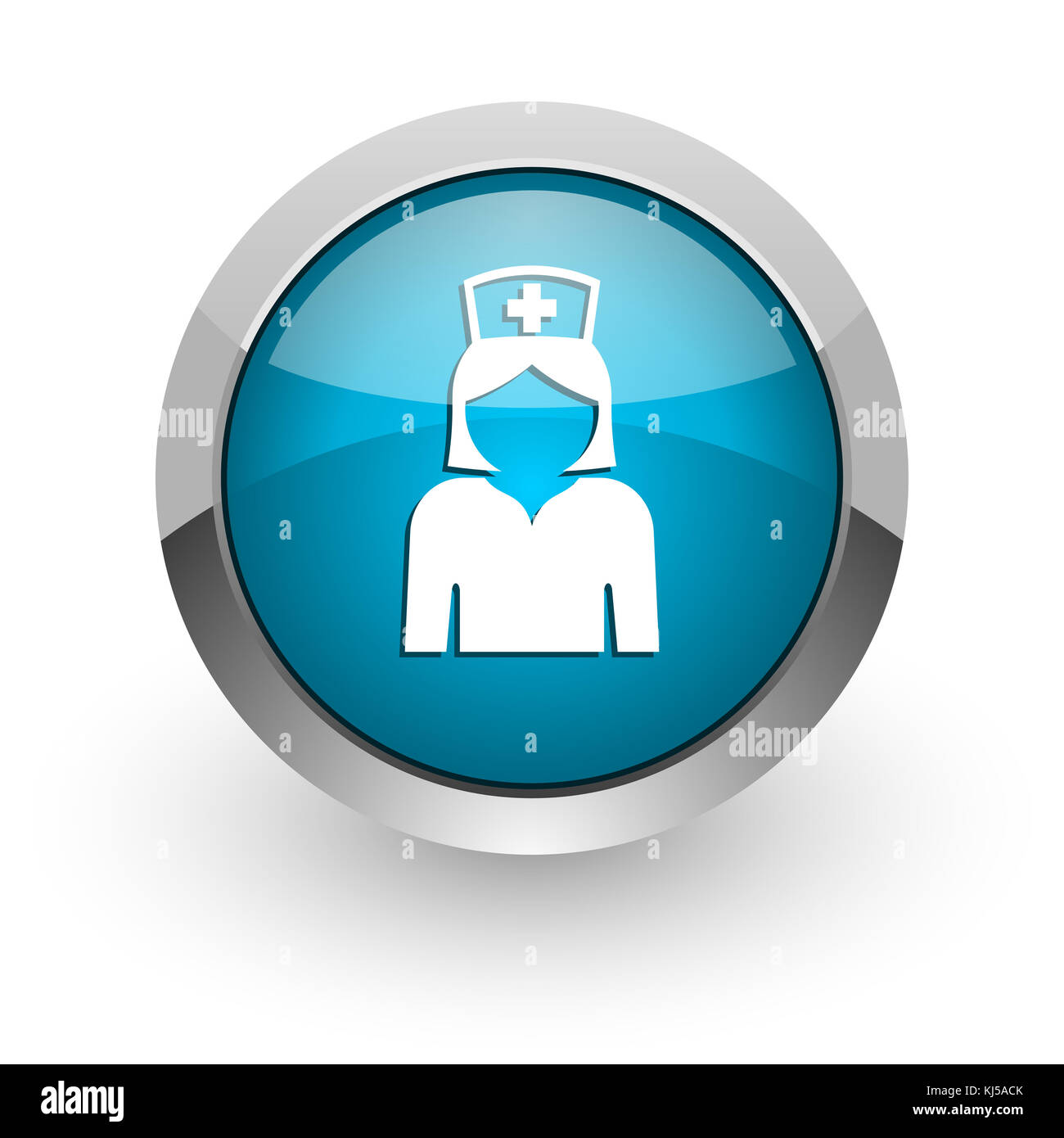 Nurse blue silver metallic chrome border web and mobile phone icon on ...